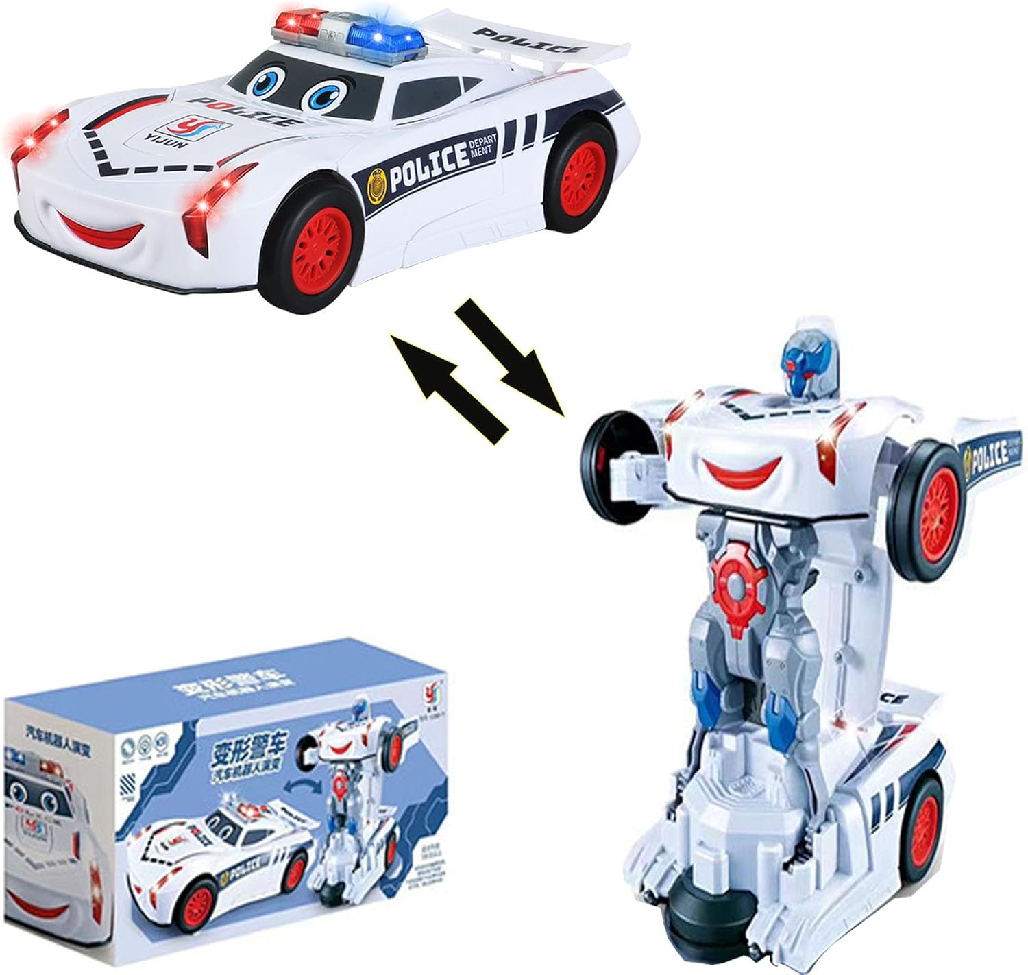 Electric Universal Deformation Police Toy Car, Transforming Robot ...