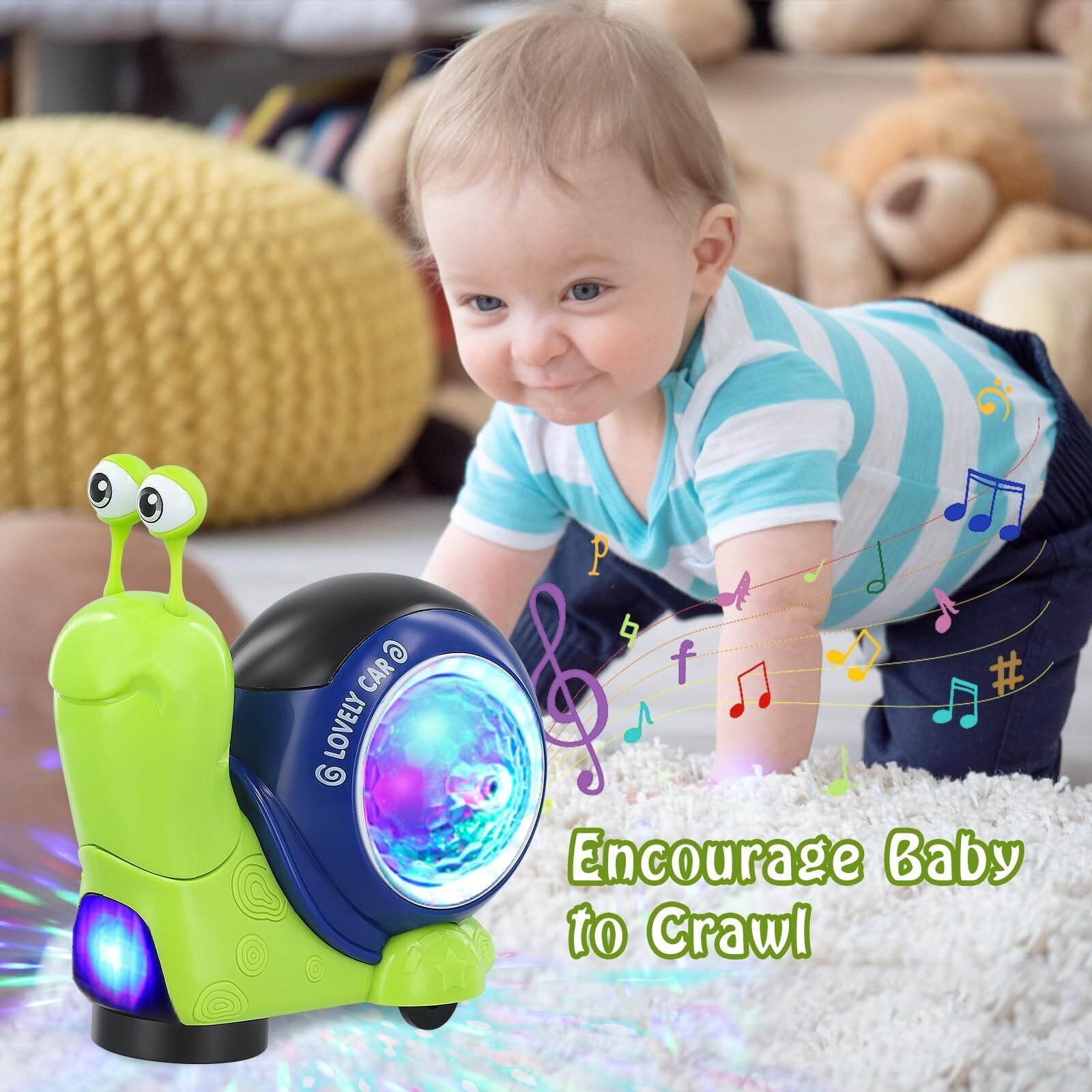 Electric Universal Swing Nodding Small Snail Music Light Projection Q ...