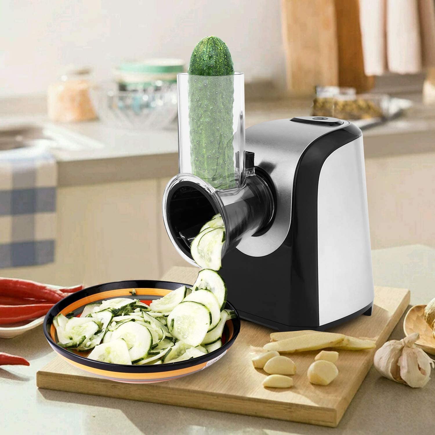 Electric Vegetable Grater Salad Maker, 5-in-1 Slicer Shredder for ...