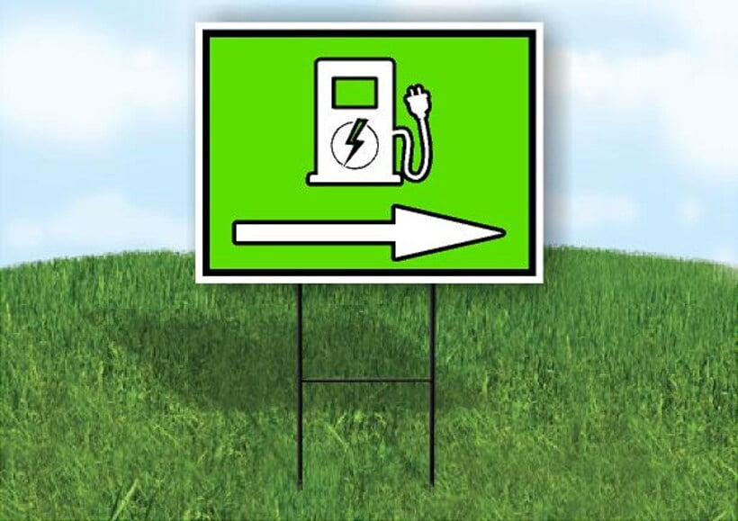 Electric Vehicle Charging Station Black And Green Right Arrow Single ...