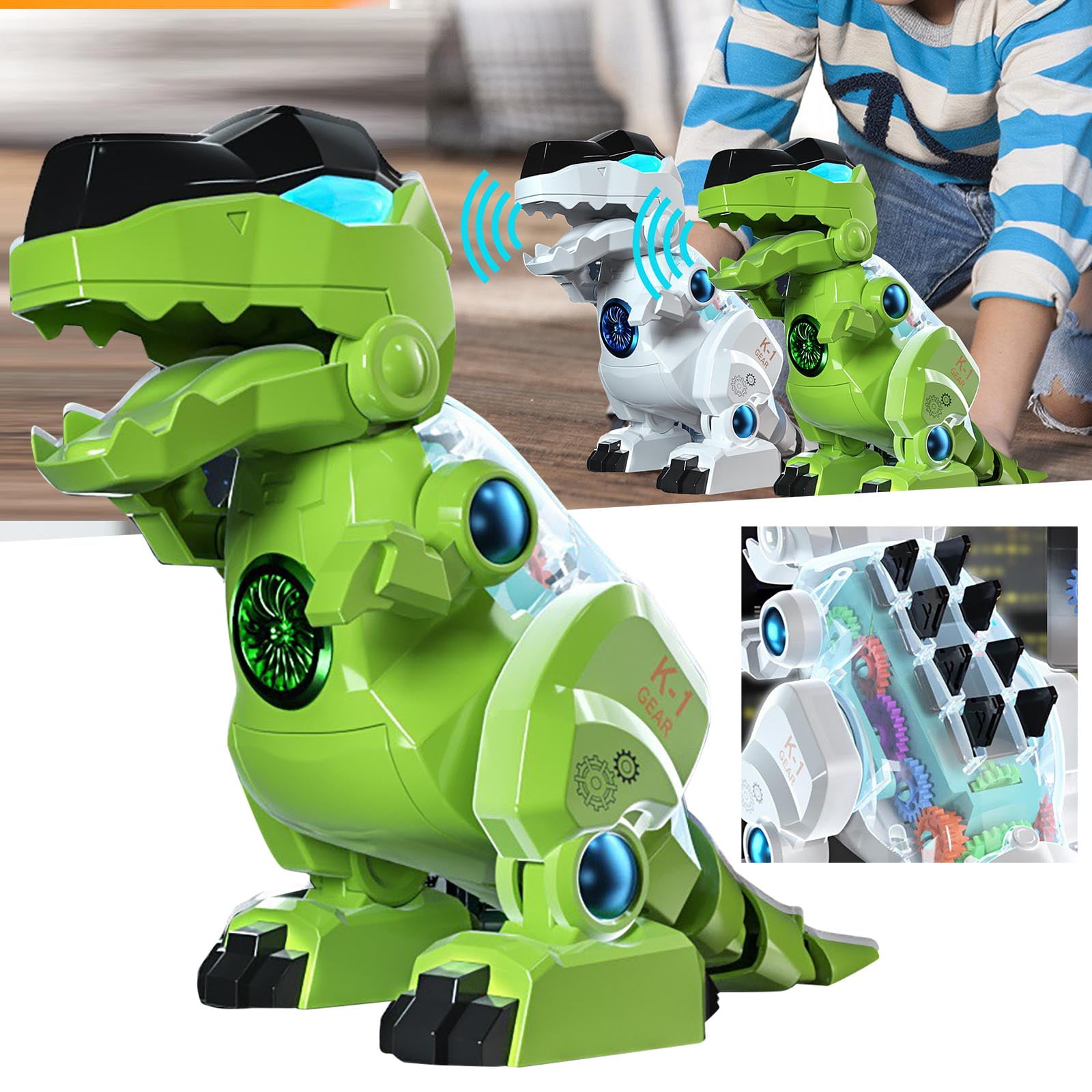 Electric Walking Gear Flashing Light Up Robot Bo Gear Dinosaur Robot Toys - Walmart.com