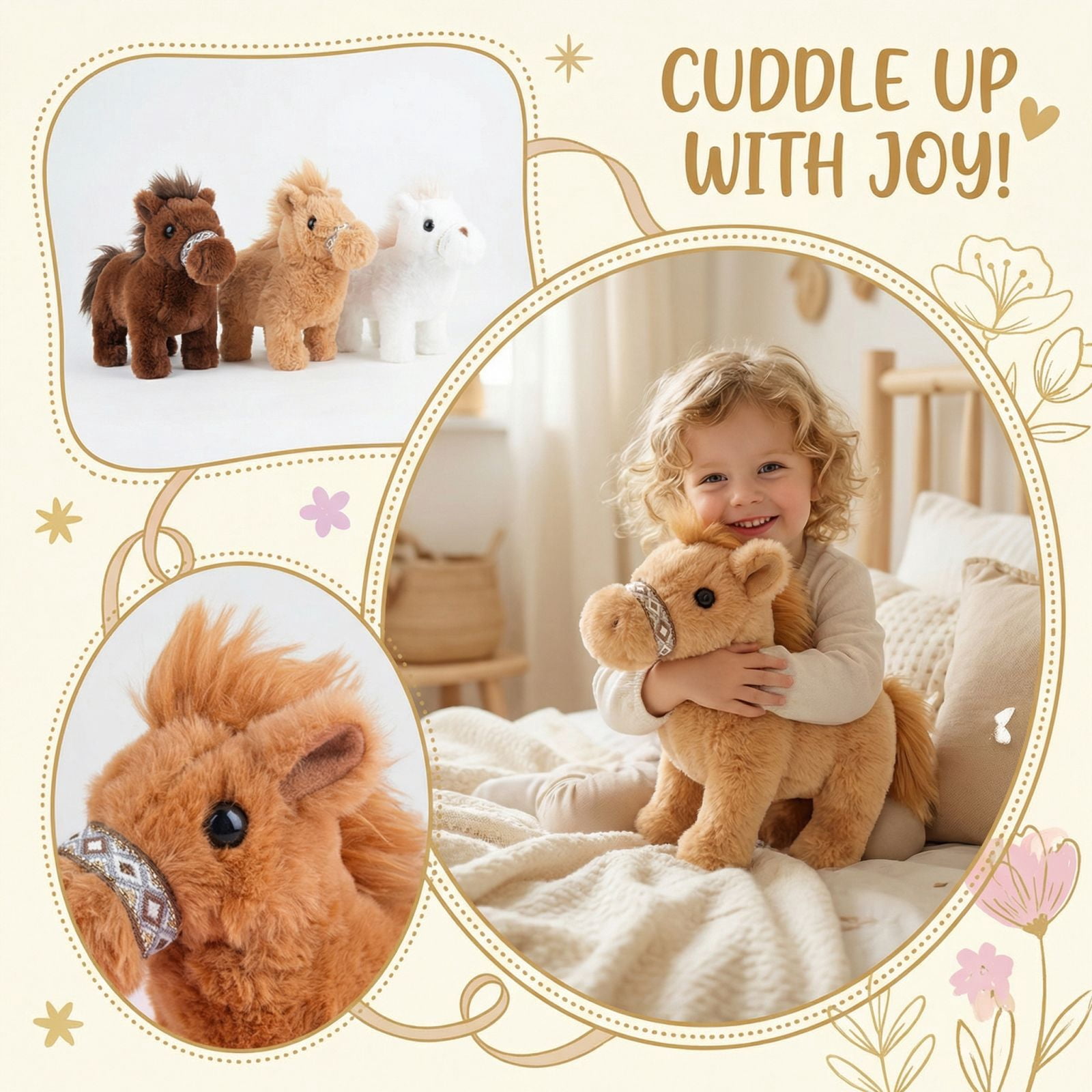 Electric Walking Horse Plush Toy, Interactive Realistic Stuffed Pony ...