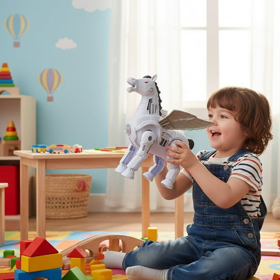 Electric Walking Pegasus Toy Motorized Mechanical Horse with Lights ...