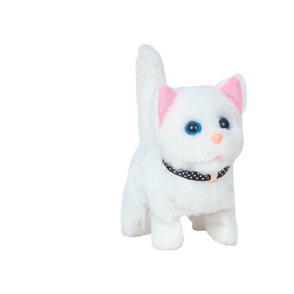 Electric Walking Plush Cat Toy – Interactive Nodding & Wagging Tail Cat ...