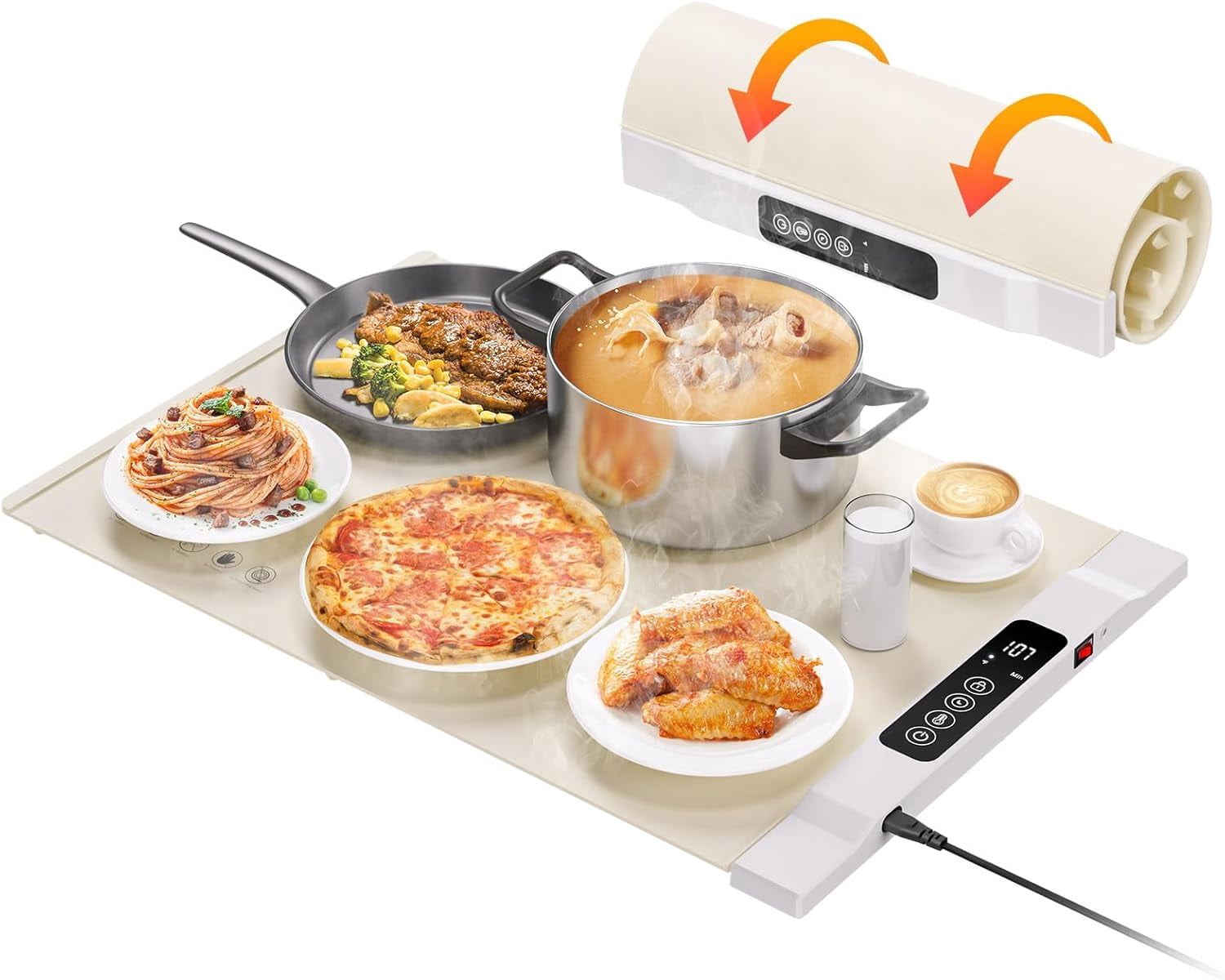 Electric Warming Mat for Food, Silicone Heating Mat with 7 Adjustable ...