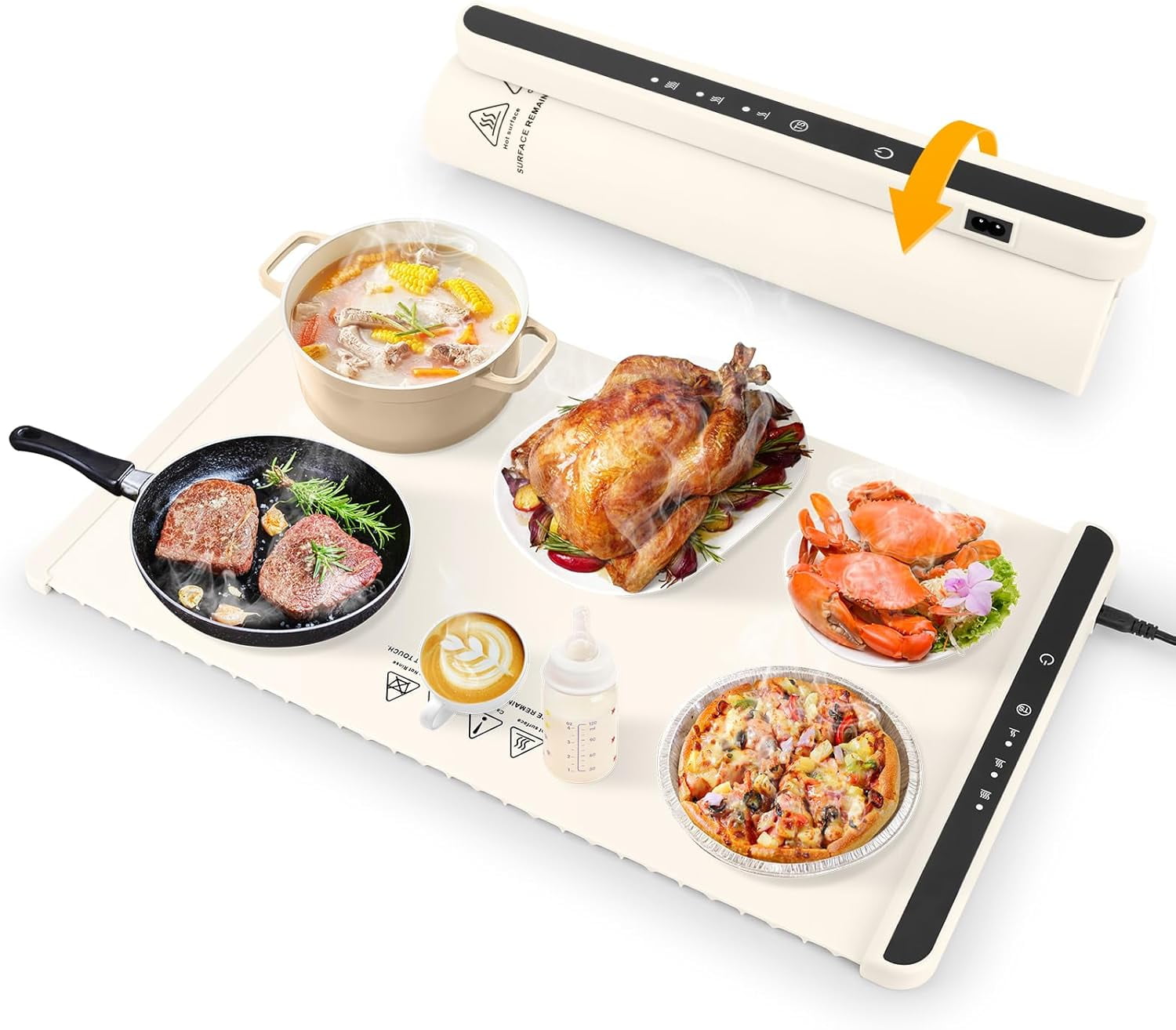 Electric Warming Tray with 3 Temperature Settings, Rollable & Portable ...