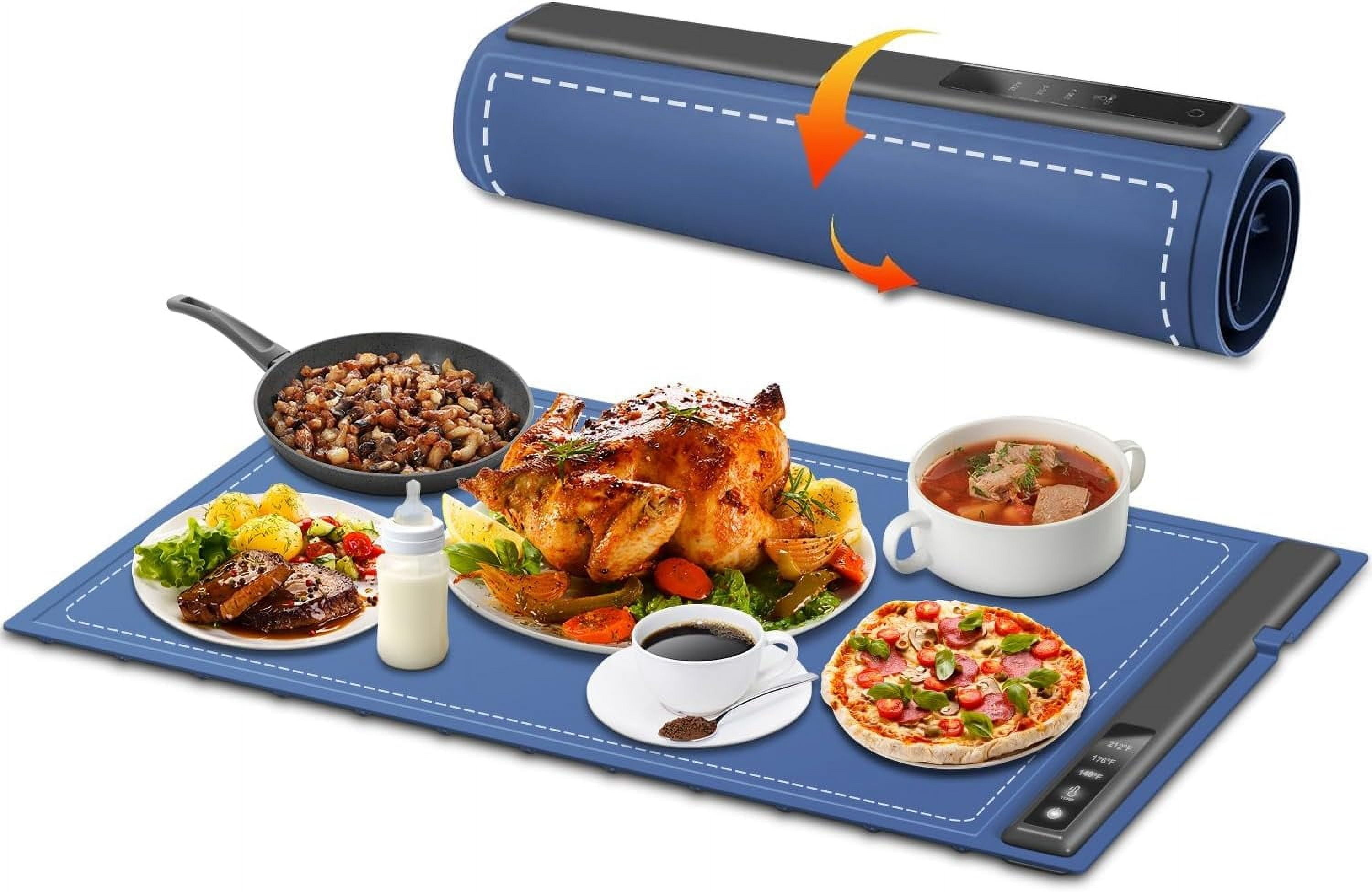 Electric Warming Tray with Adjustable Temperature, Foldable Food Warmer for Parties Features 3 ...