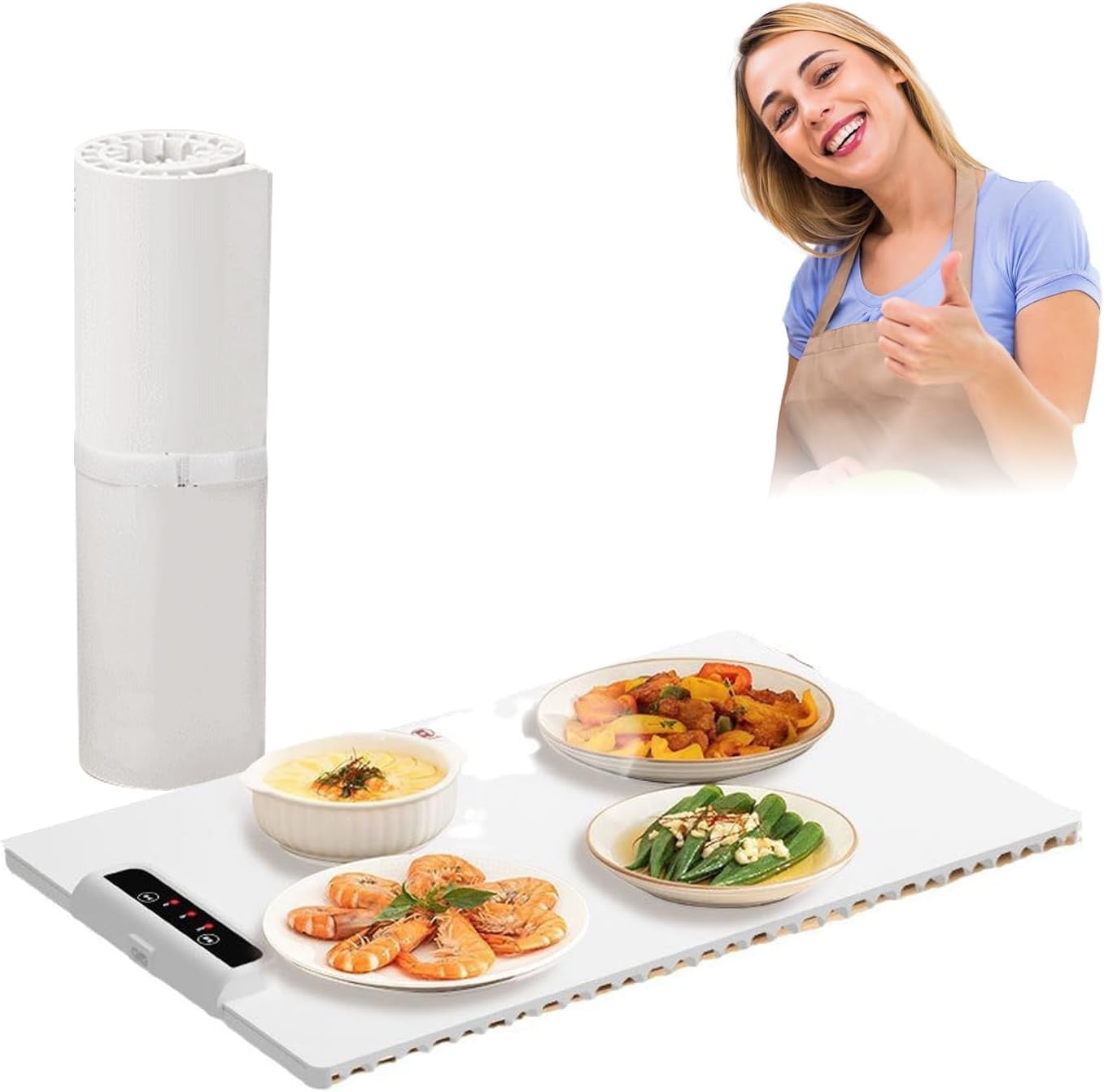 Electric Warming Tray with Adjustable Temperature & Timer, Foldable ...