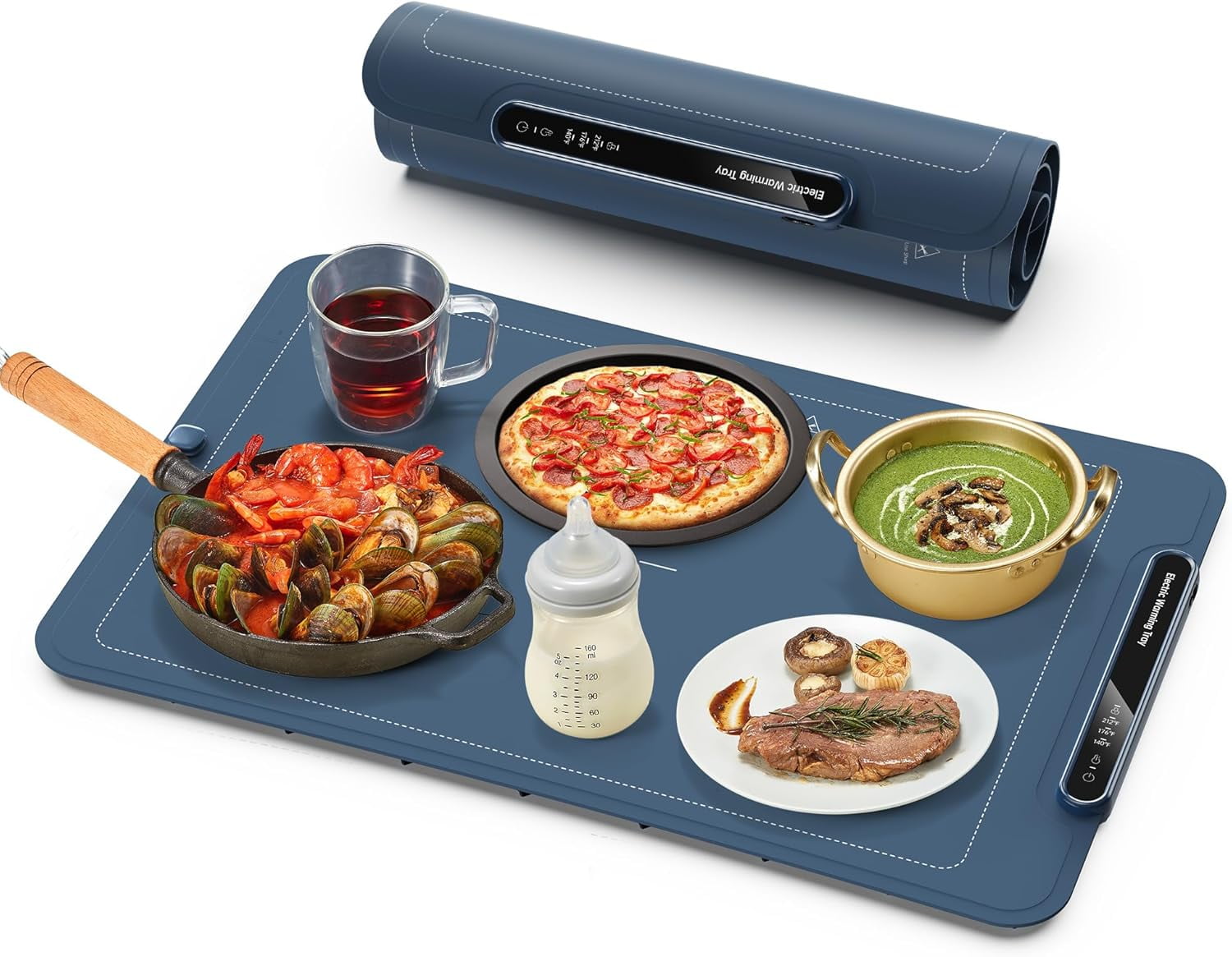 Electric Warming Tray, Foldable Food Warming Mat with Adjustable Max ...