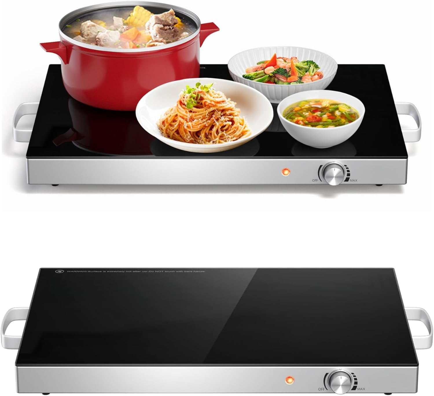 Electric Warming Tray, Food Warmer w/Large Hot Plates & Cool-Touch ...