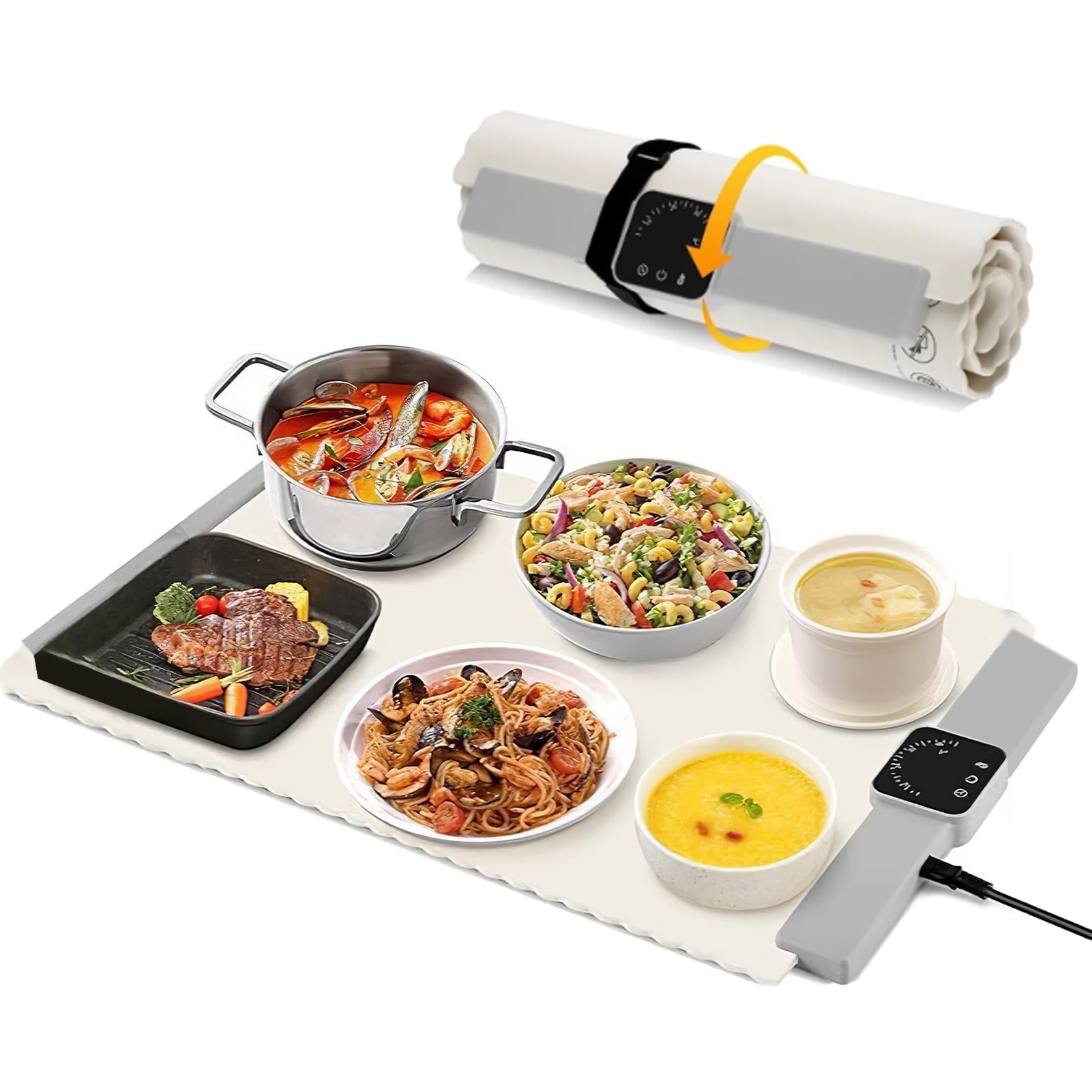 Electric Warming Tray Large Size 26"x 15.5", Portable Rollable Food ...