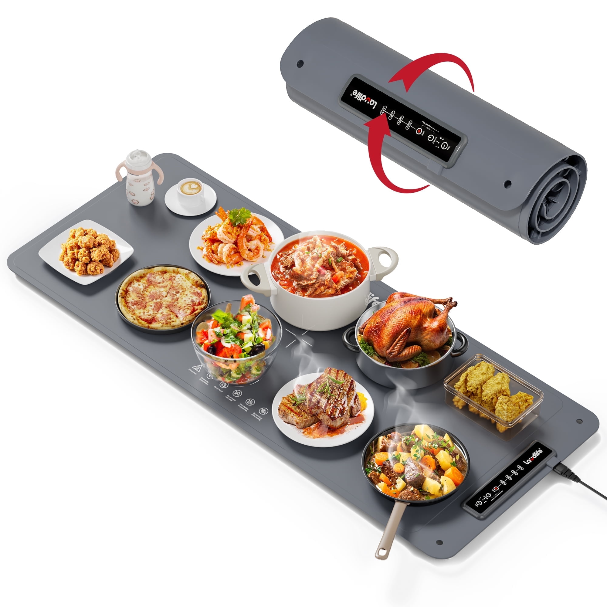 Portable Food Warming Mat , Large Foldable Heating Tray Food Warmer ...