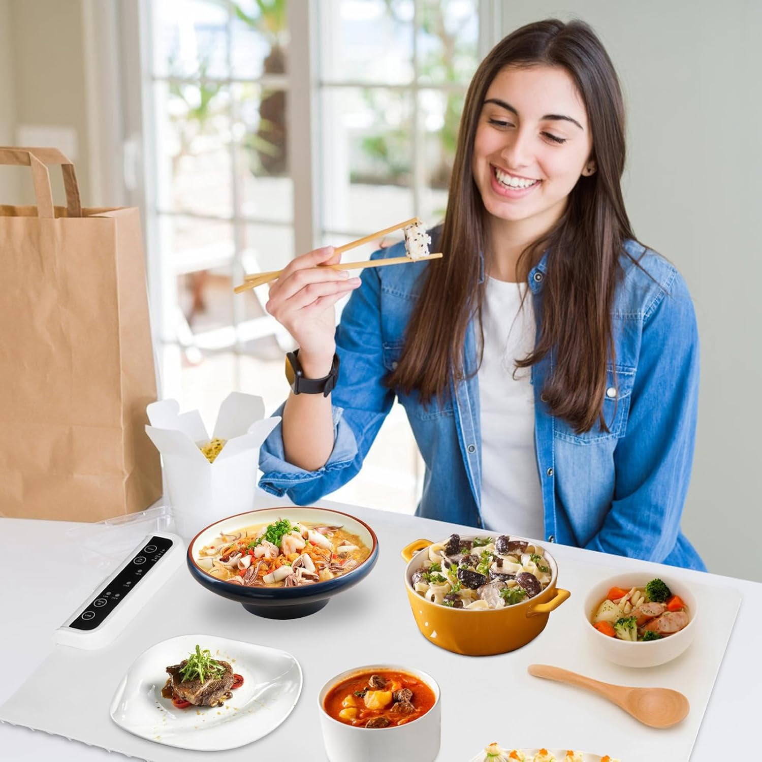 Electric Warming Tray, Portable Roll up Food Warming Mat with 3 ...