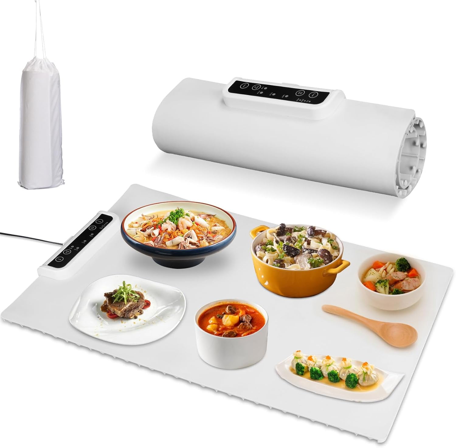 Electric Warming Tray, Portable Roll up Food Warming Mat with 3 ...