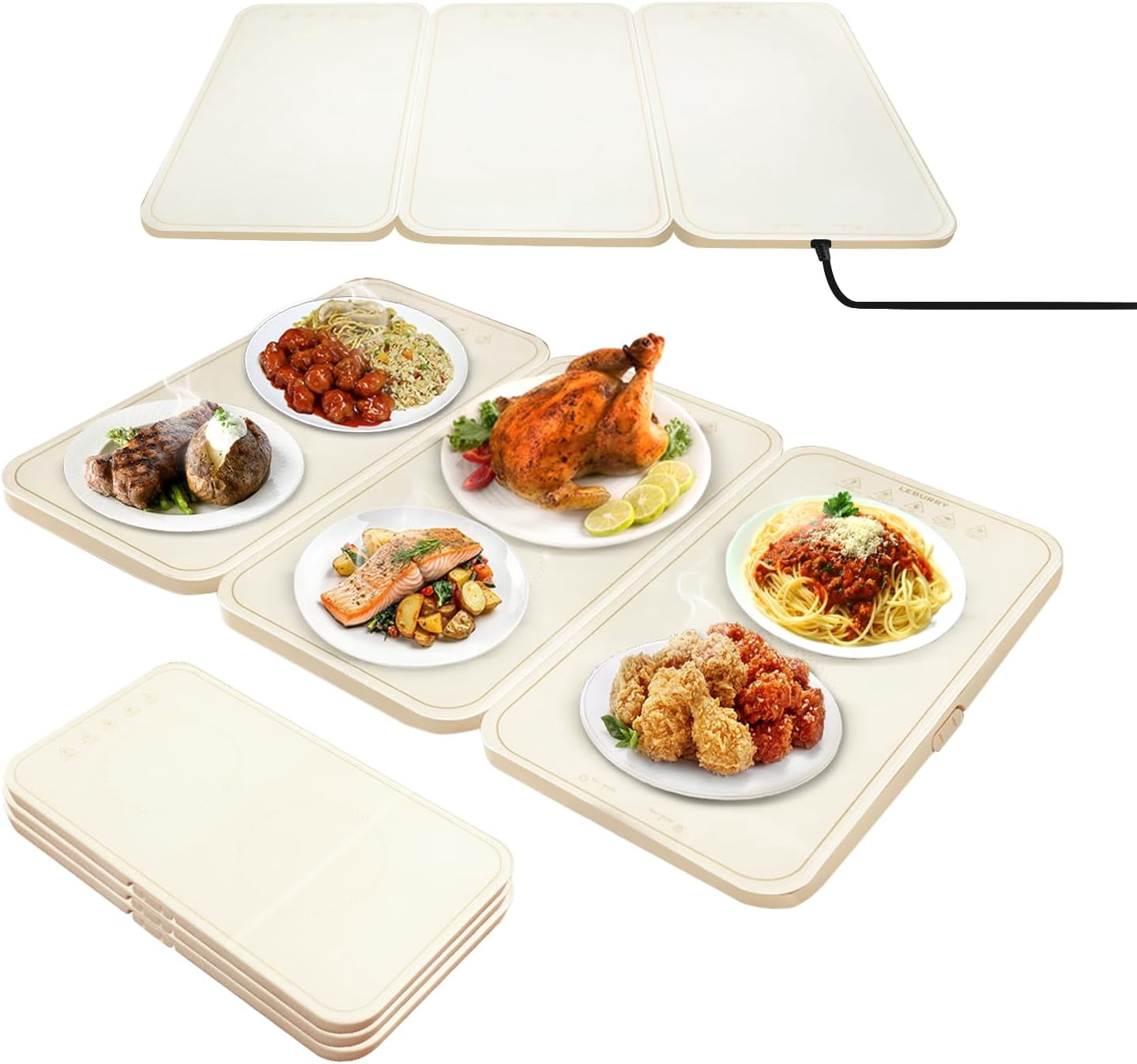 Electric Warming Tray - Portable Warming Plate with Timer, Heating and ...