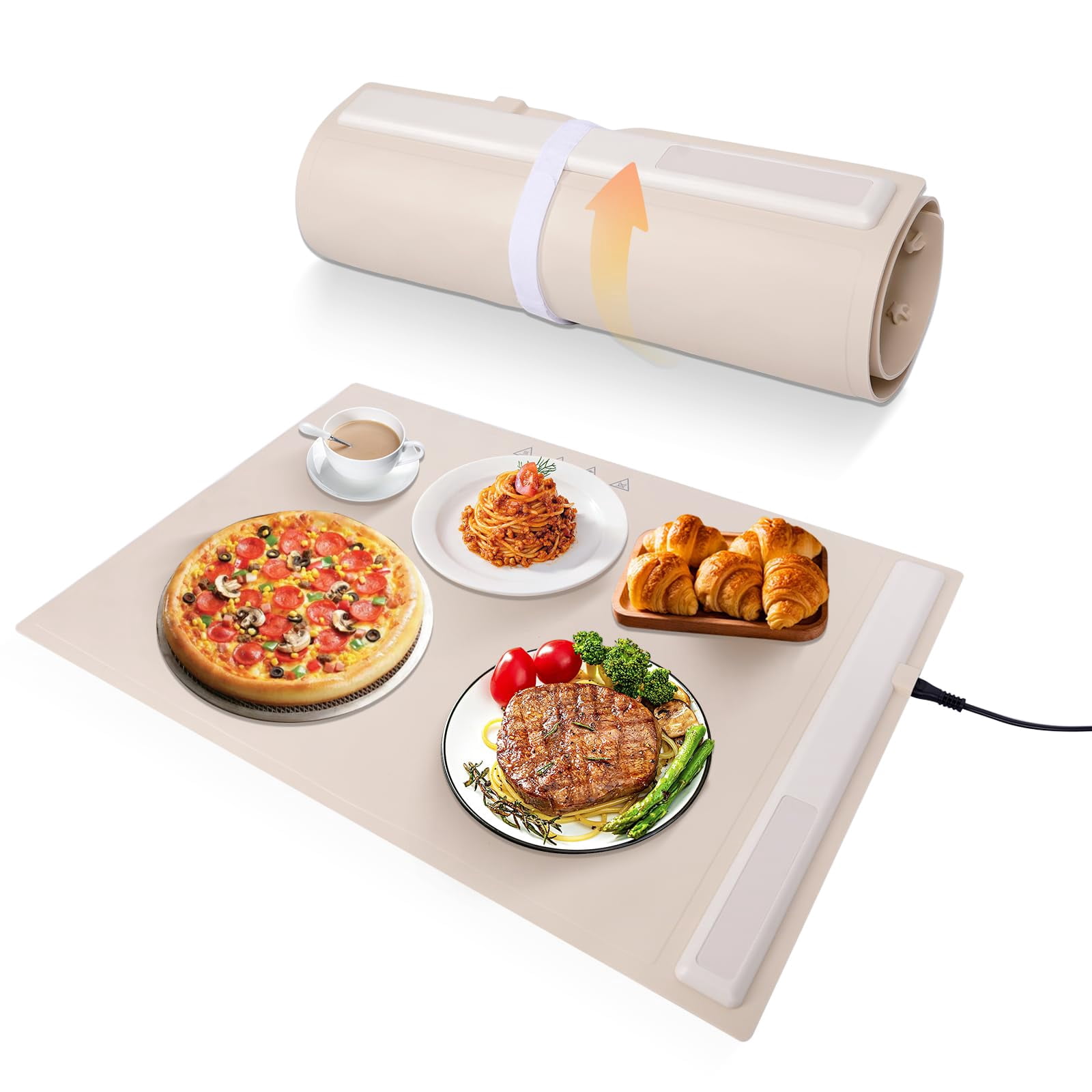 Electric Warming Tray,Roll Up Silicone Heating Mat for Food - Full ...