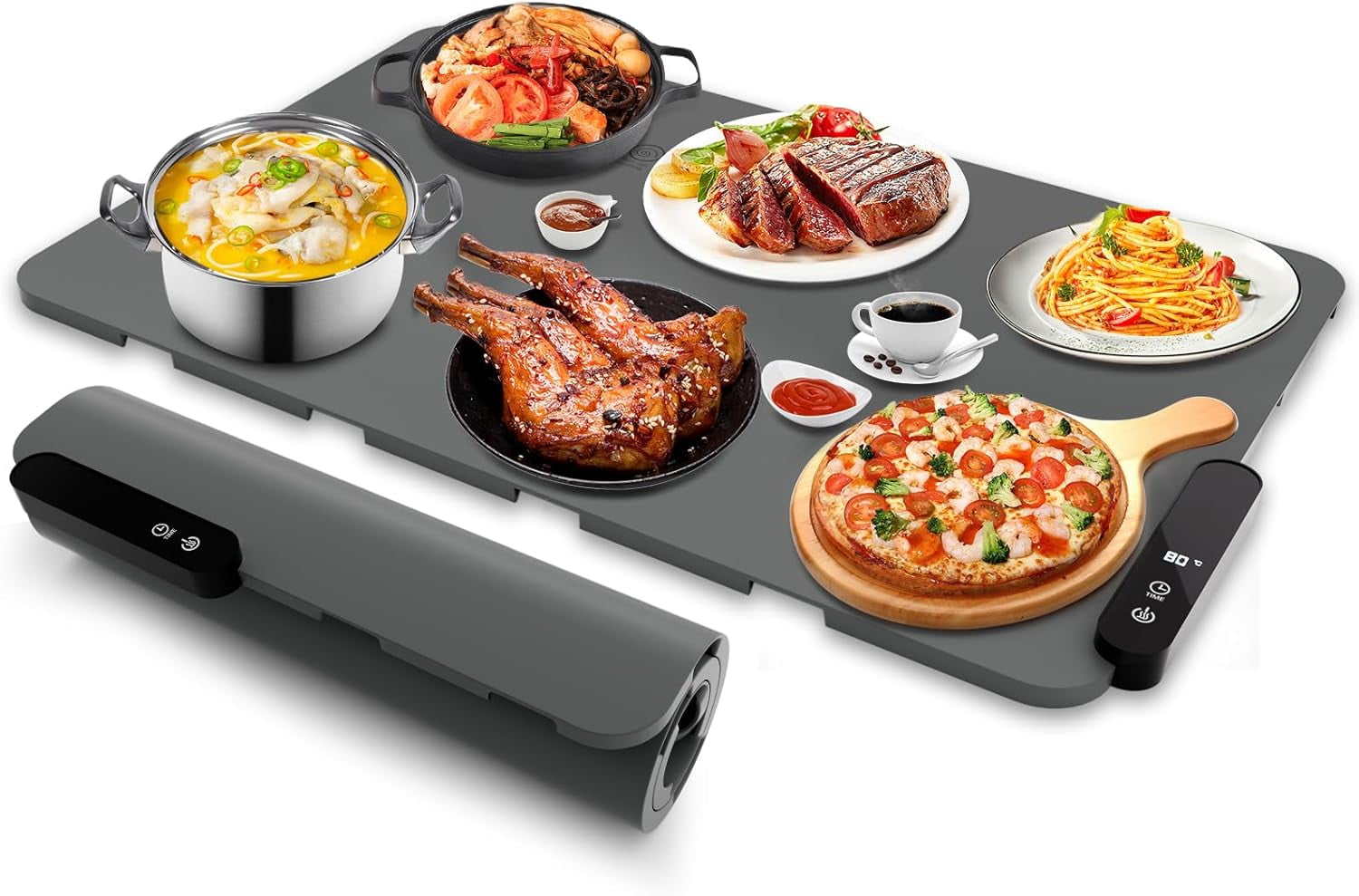 Electric Warming Tray, Rollable Food Warming Mat with 5 Temperature 6 ...
