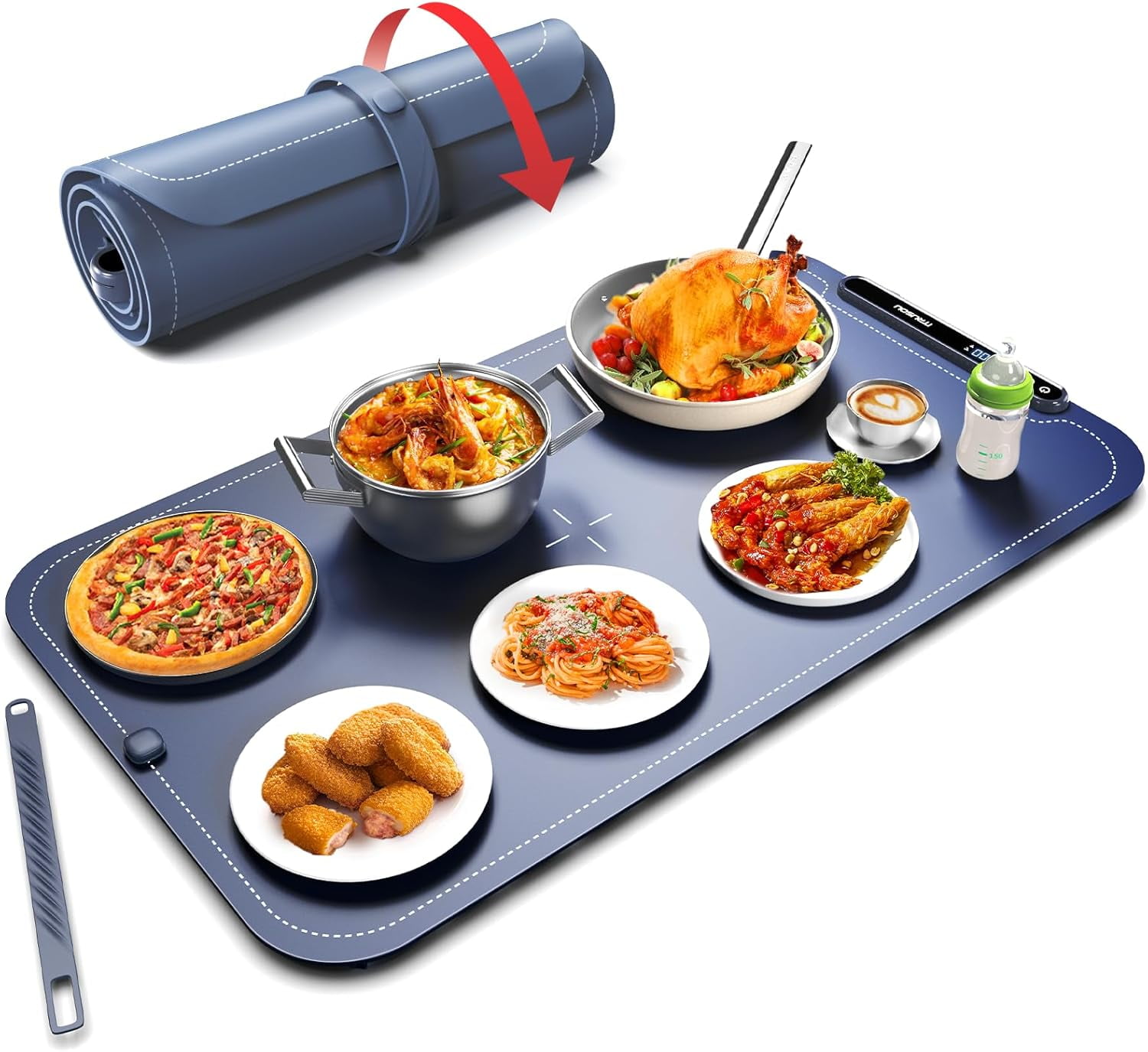 Electric Warming Tray, Silicone Warming Mat for Food with 7 Level Temp ...