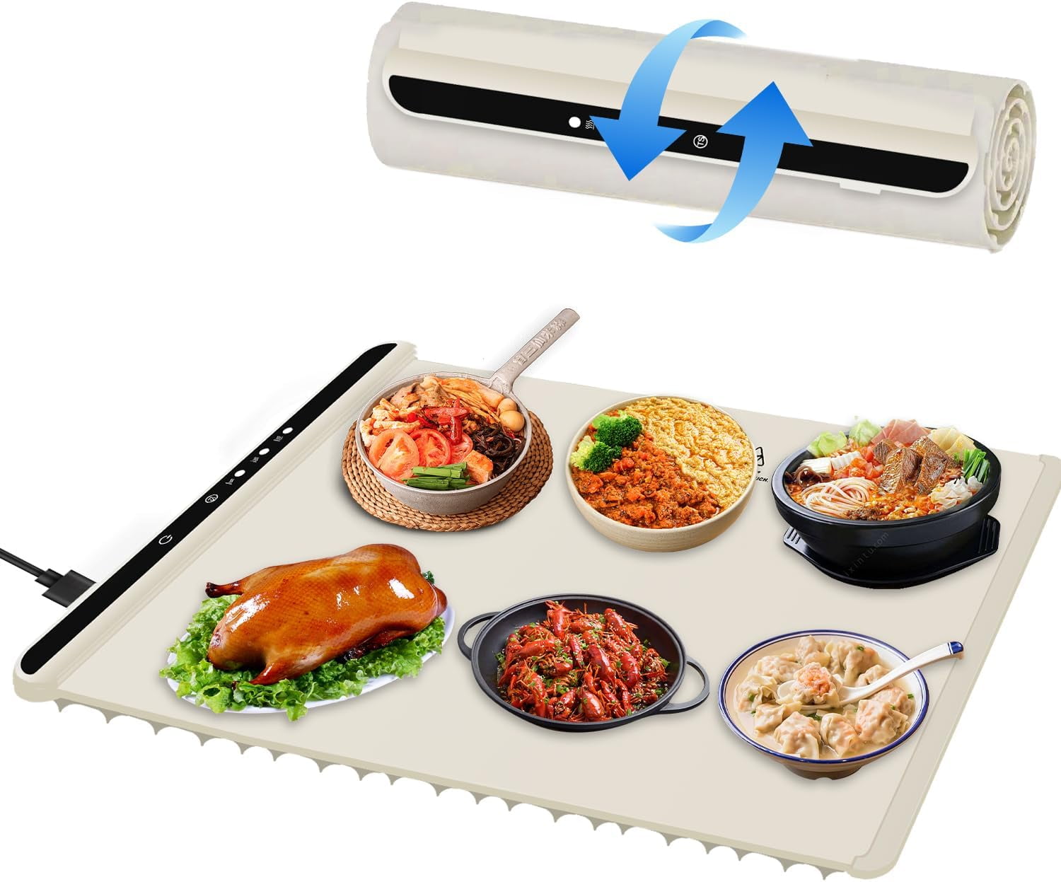Electric Warming Tray, Silicone Warming Mat Rollable & Portable Heating ...