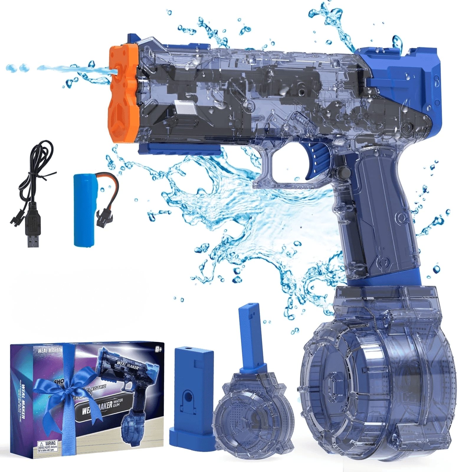 Electric Water Blaster for Adult, Transparent Automatic Squirt Blasters ...