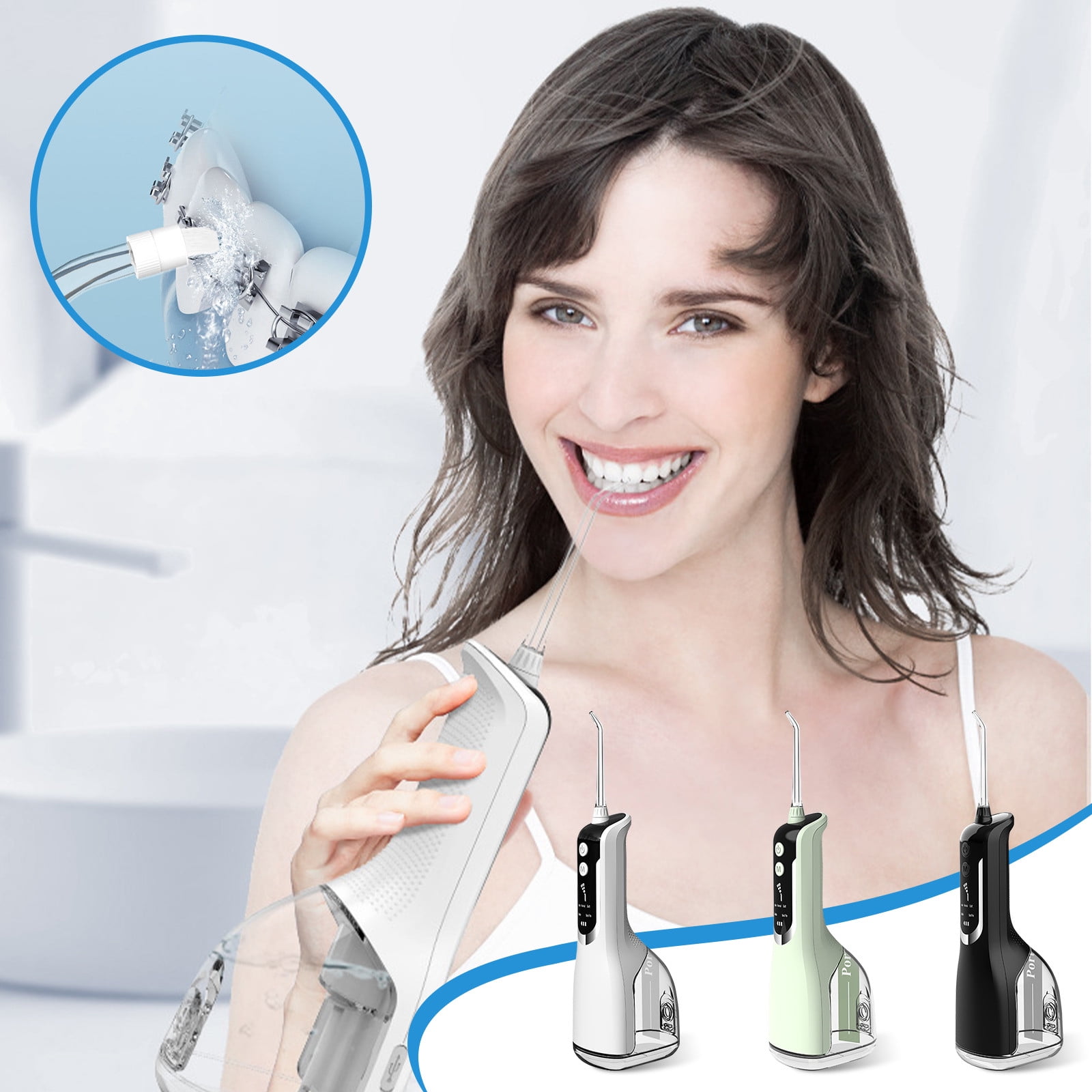 Electric Water Flosser with 330ml Capacity, 4 Nozzles, USB Charging, 3 ...