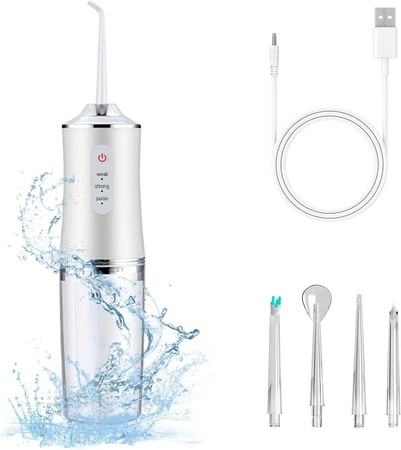 Electric Water Flosser Cordless for Teeth 3 Modes 4 Jet Tips Cleaning ...