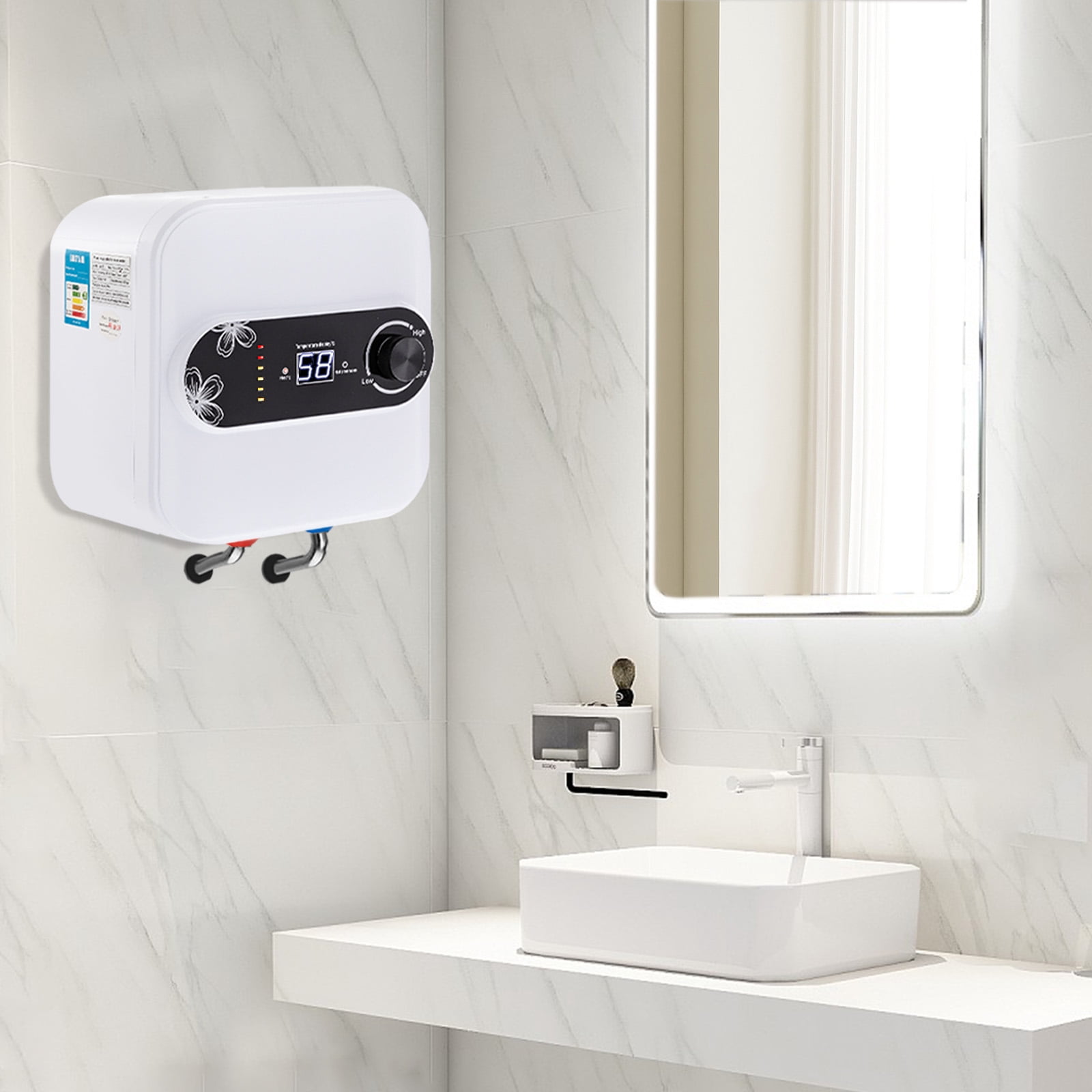 Electric Water Heater 8L, 1500W Rapid Heating, Modern Design with LED ...