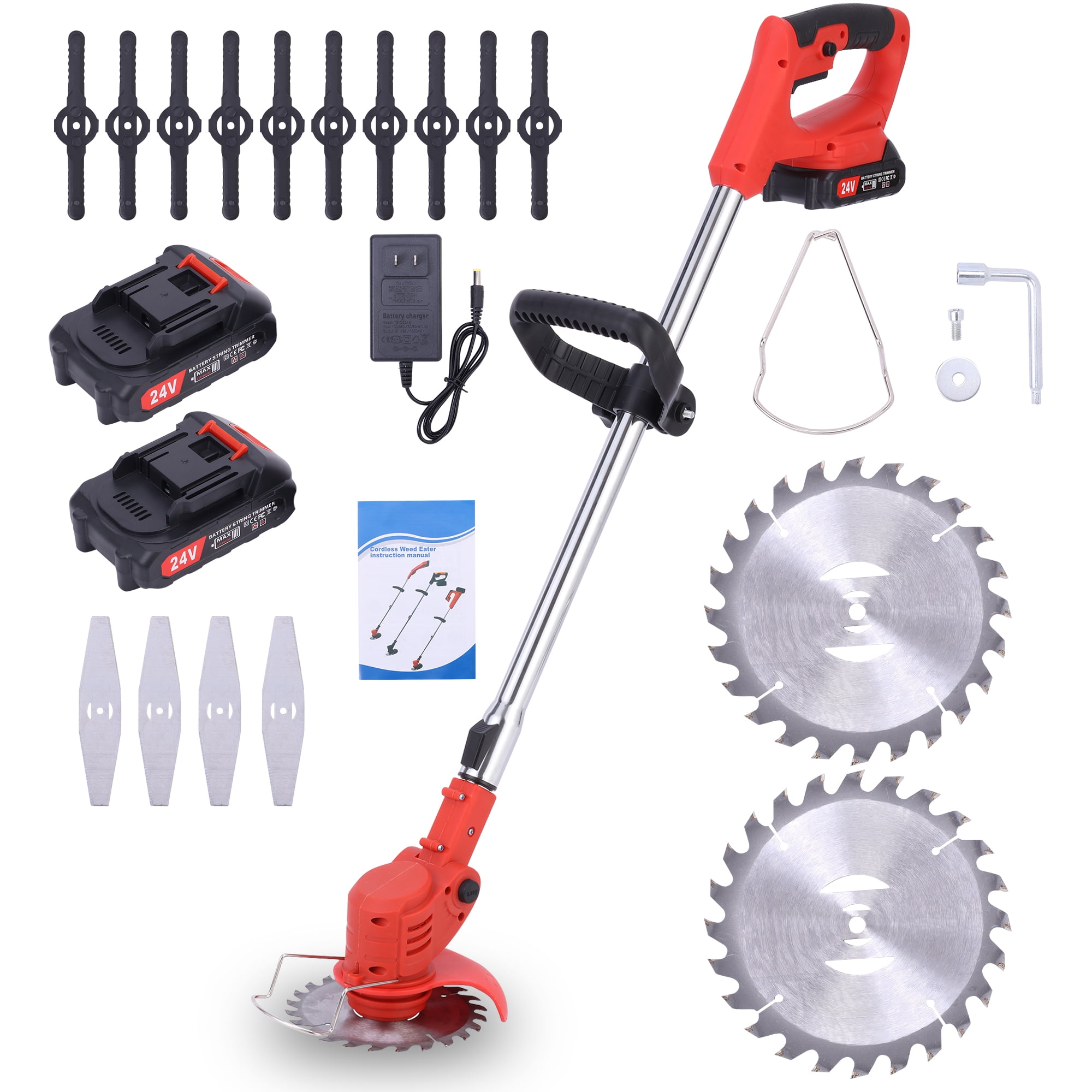 Electric Weed Eater, Cordless Battery Operated Trimmer/Edger, Brush ...