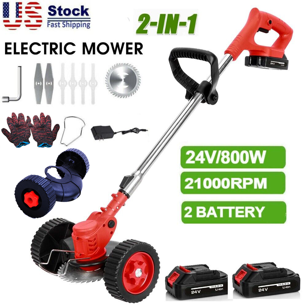 Cordless Weed Wacker Brush Cutter Battery Powered Electric Weed Eater ...