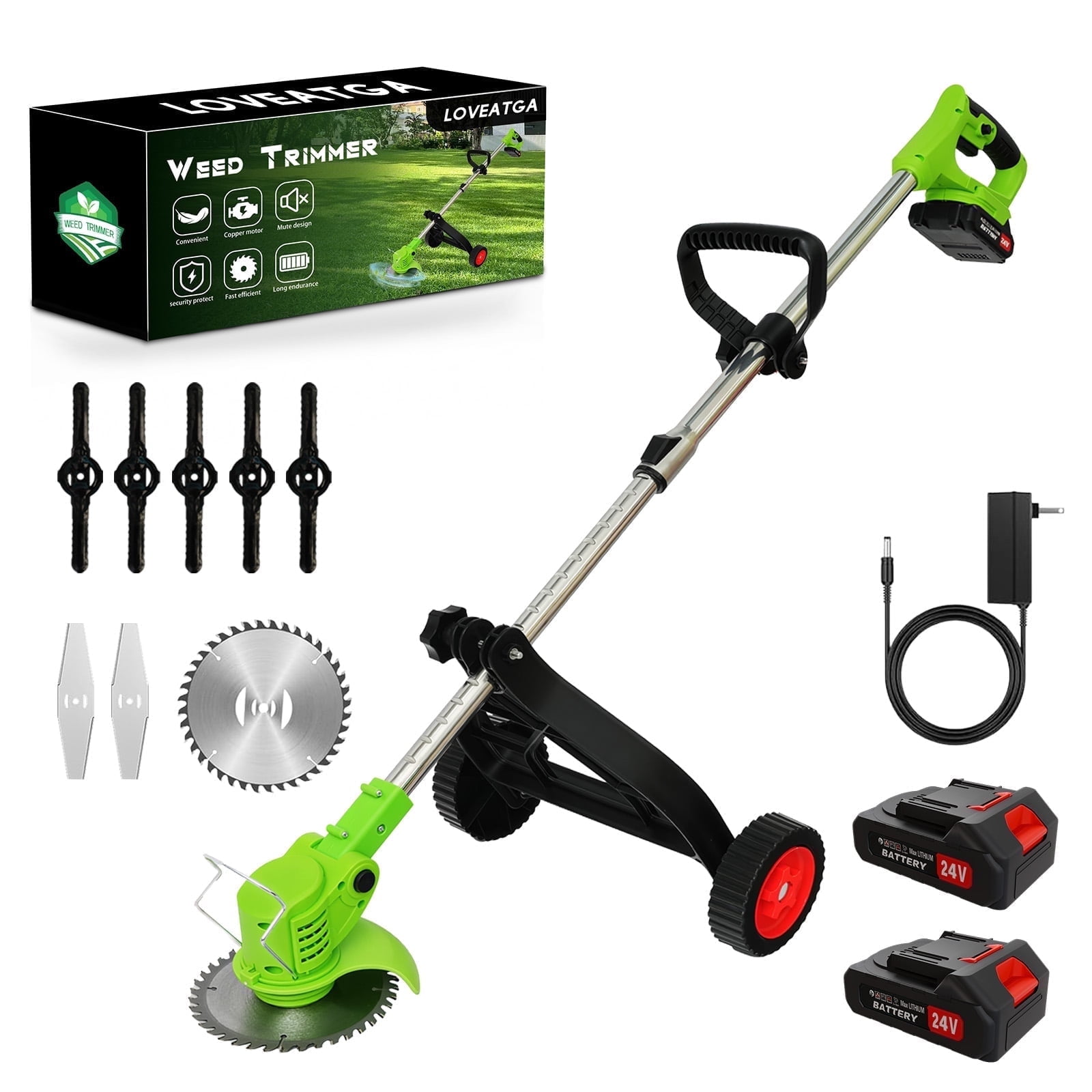 Electric Weed Trimmer,650W Powerful Motor Weed Eaters,Adjustable Length ...