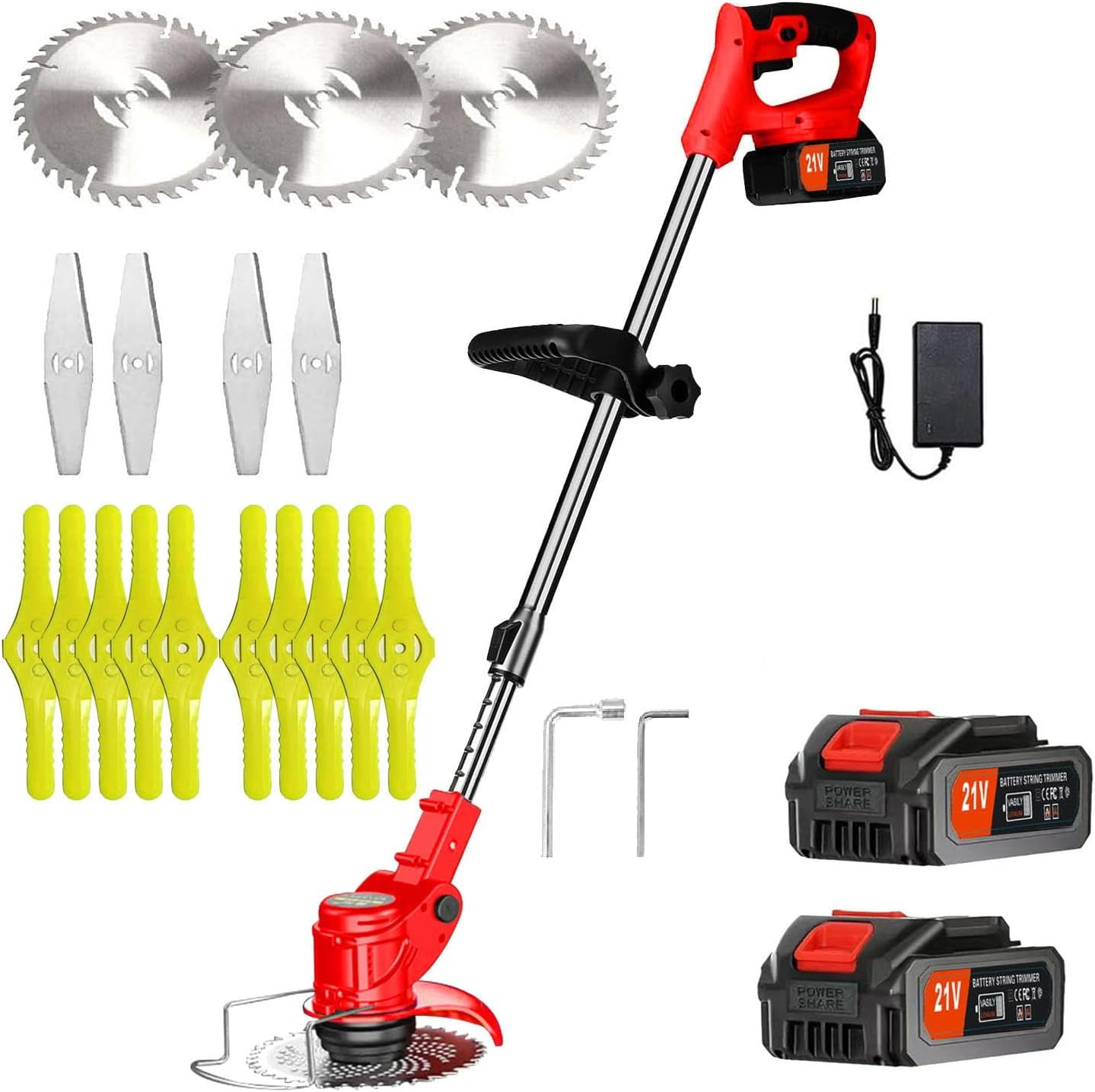 Electric Weed Wacker 21V String Trimmer,Cordless Trimmers with 3 Types ...