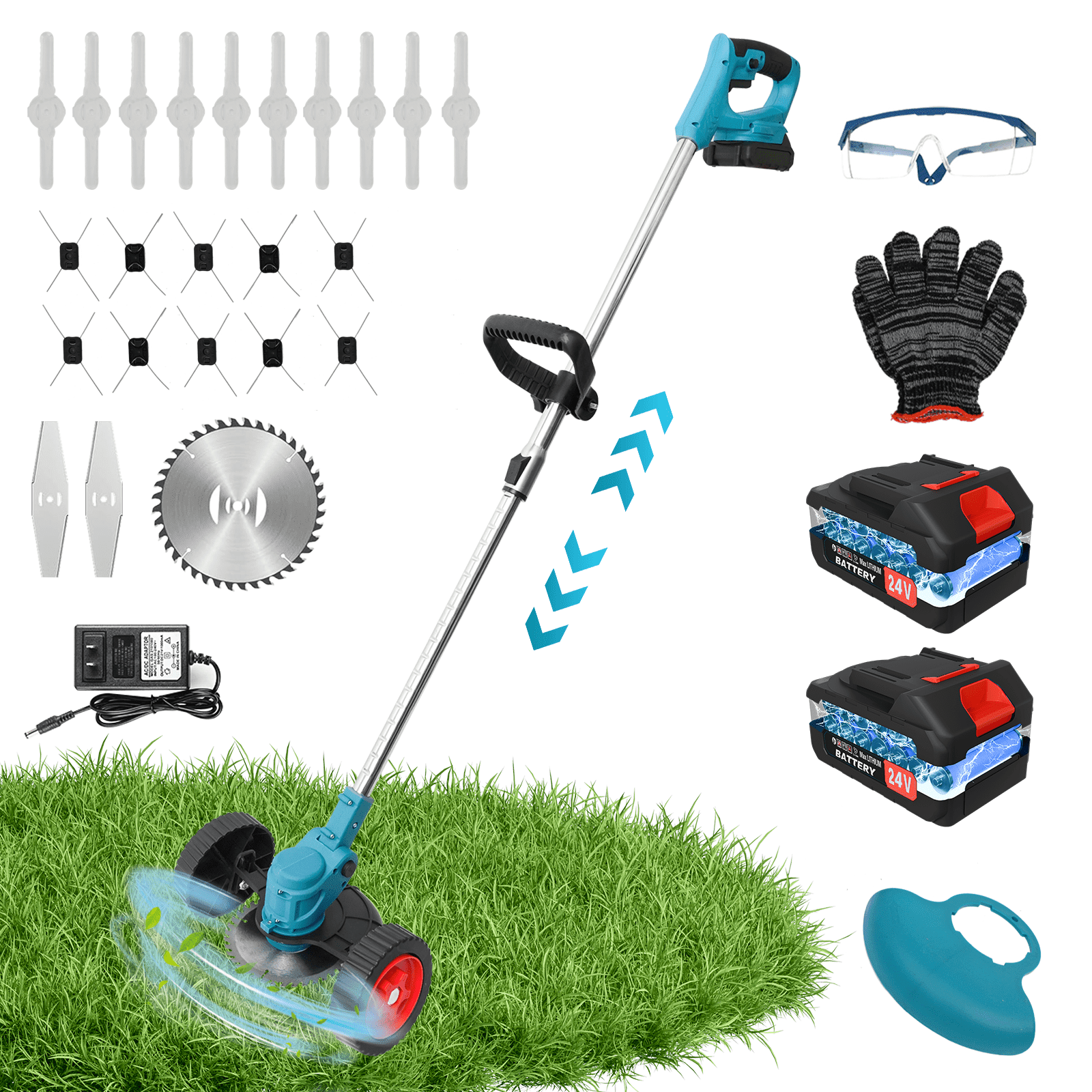 Electric Weed Wacker Battery Powered 24V 4.0Ah, Cordless Grass Trimmer ...