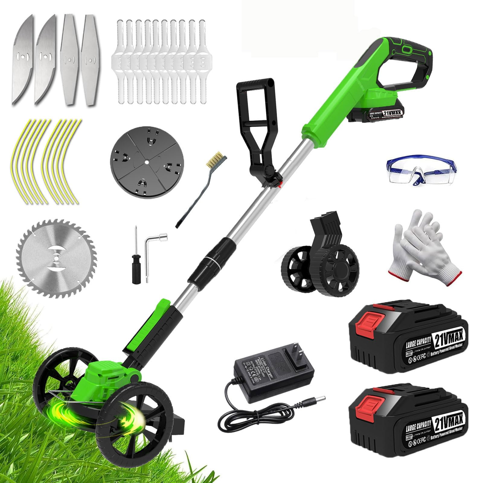 Electric Weed Wacker Battery Powered, Cordless Weed Trimmer with 21V ...