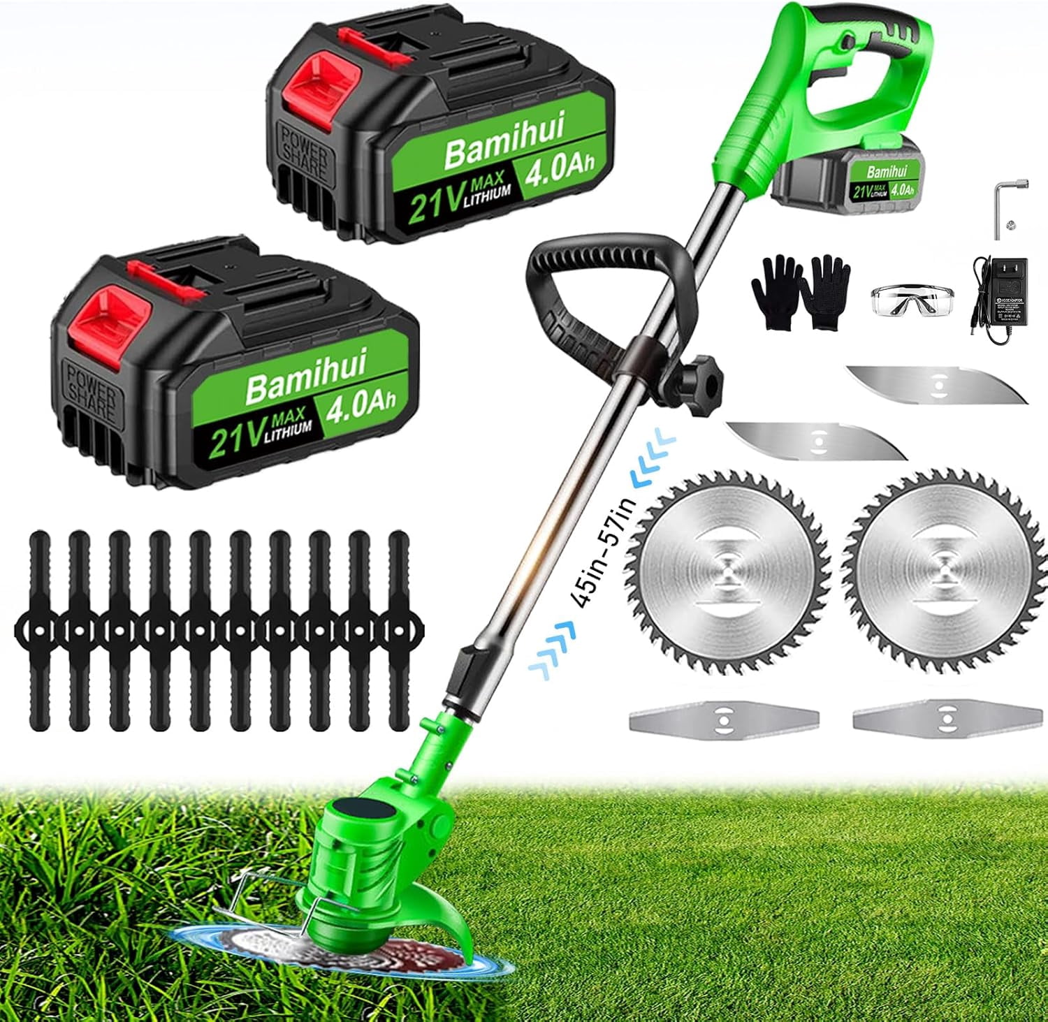 Electric Weed Wacker Cordless, 21V Weed Trimmer Battery Powered with ...