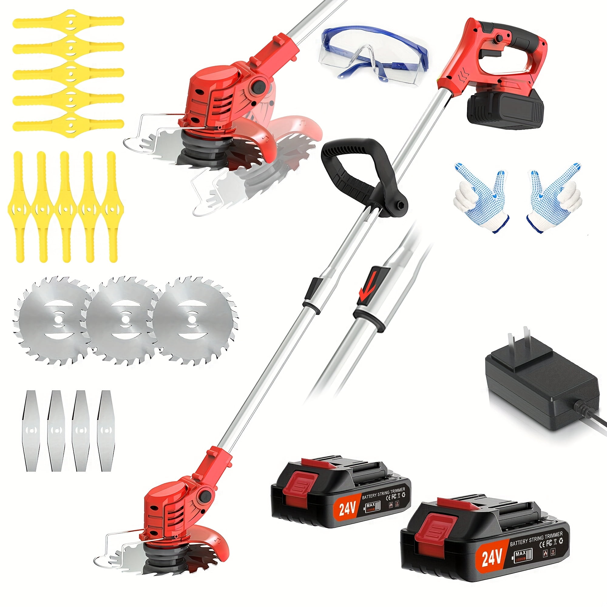 Electric Weed Wacker Cordless, 24V Weed Trimmer Battery Powered With ...