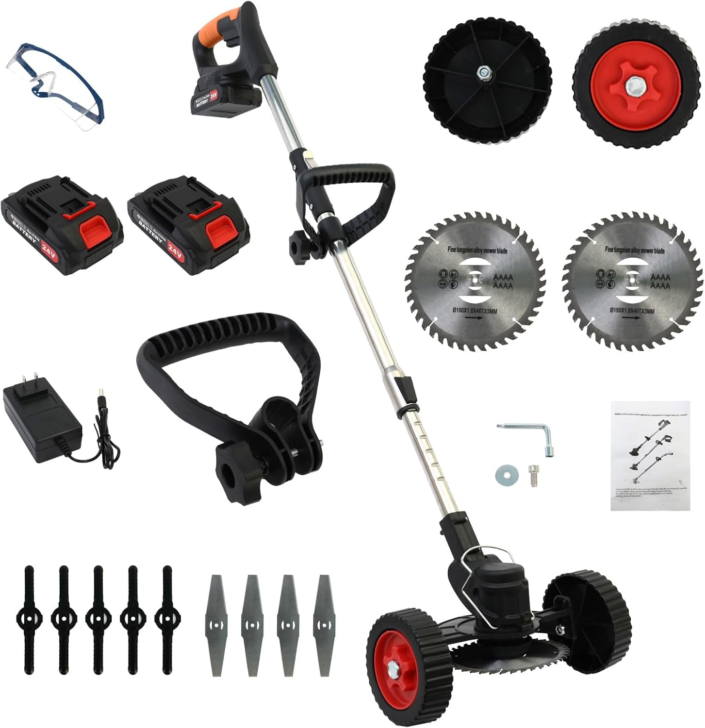 Electric Weed Wacker, Cordless String Trimmer 24V 2.0Ah Battery Powered ...