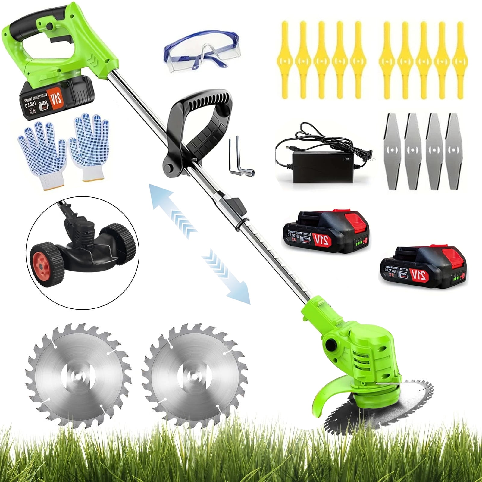 Electric Weed Wacker Cordless with Wheels, 6-inch Cordless String ...