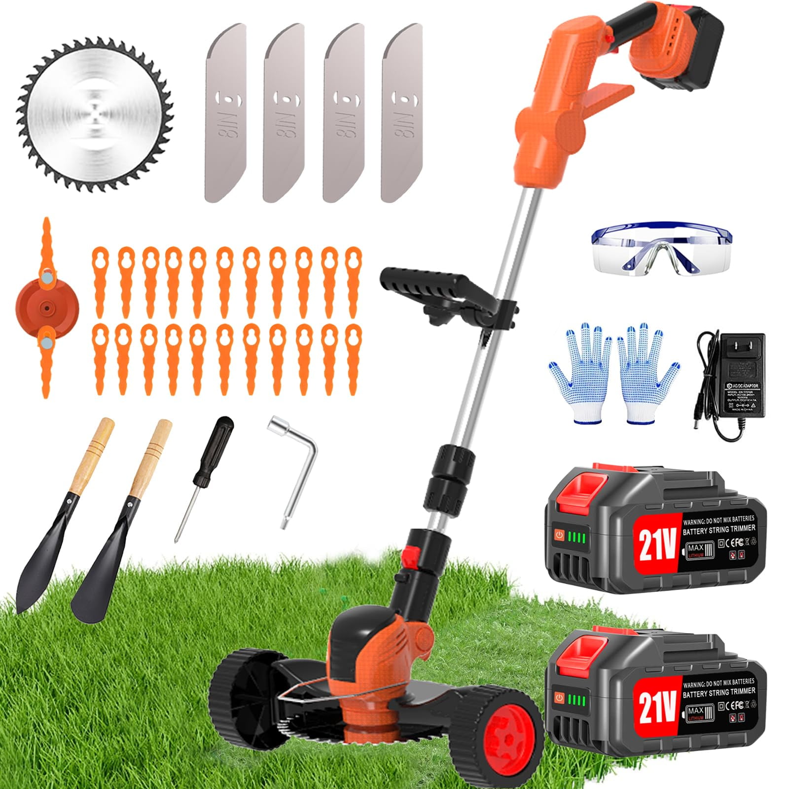 Electric Weed Wacker Eater Cordless Battery Powered, Weed Trimmer 4.0Ah Lightweight No-String ...