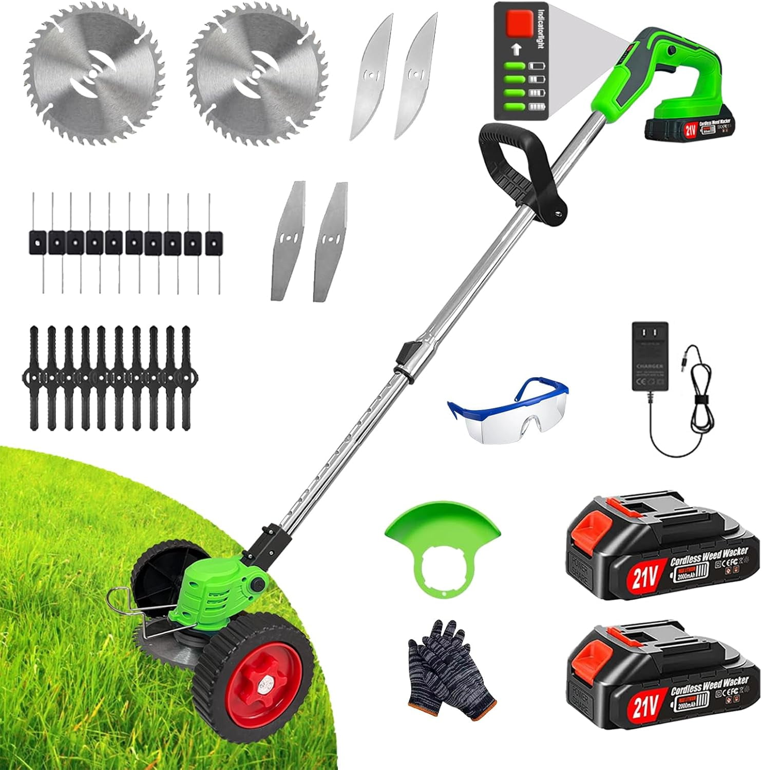 Electric Weed Wacker Eater Cordless, Weed Trimmer Battery Powered, No ...