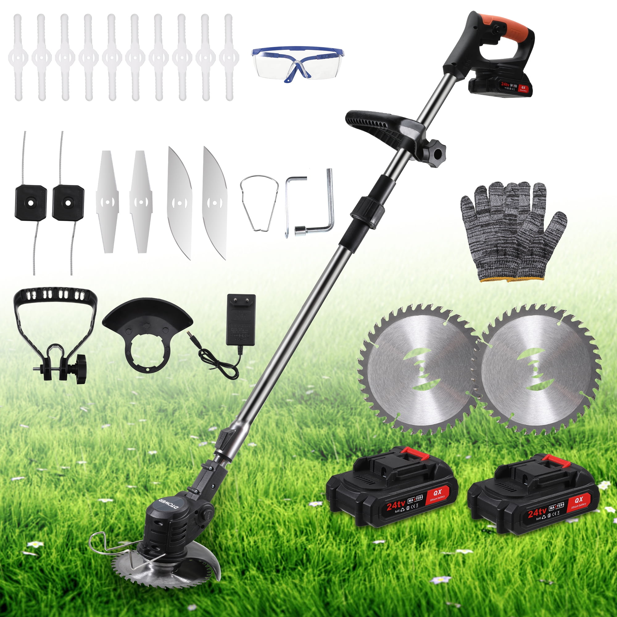 Electric Weeder Battery Operated Portable Cordless Trimmer Kit with 2 ...