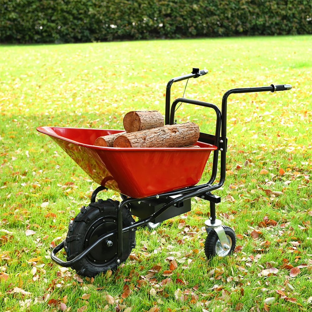 Electric Wheelbarrow Cart, 24V 250W Brushless Motor Wagon Cart, 12V ...
