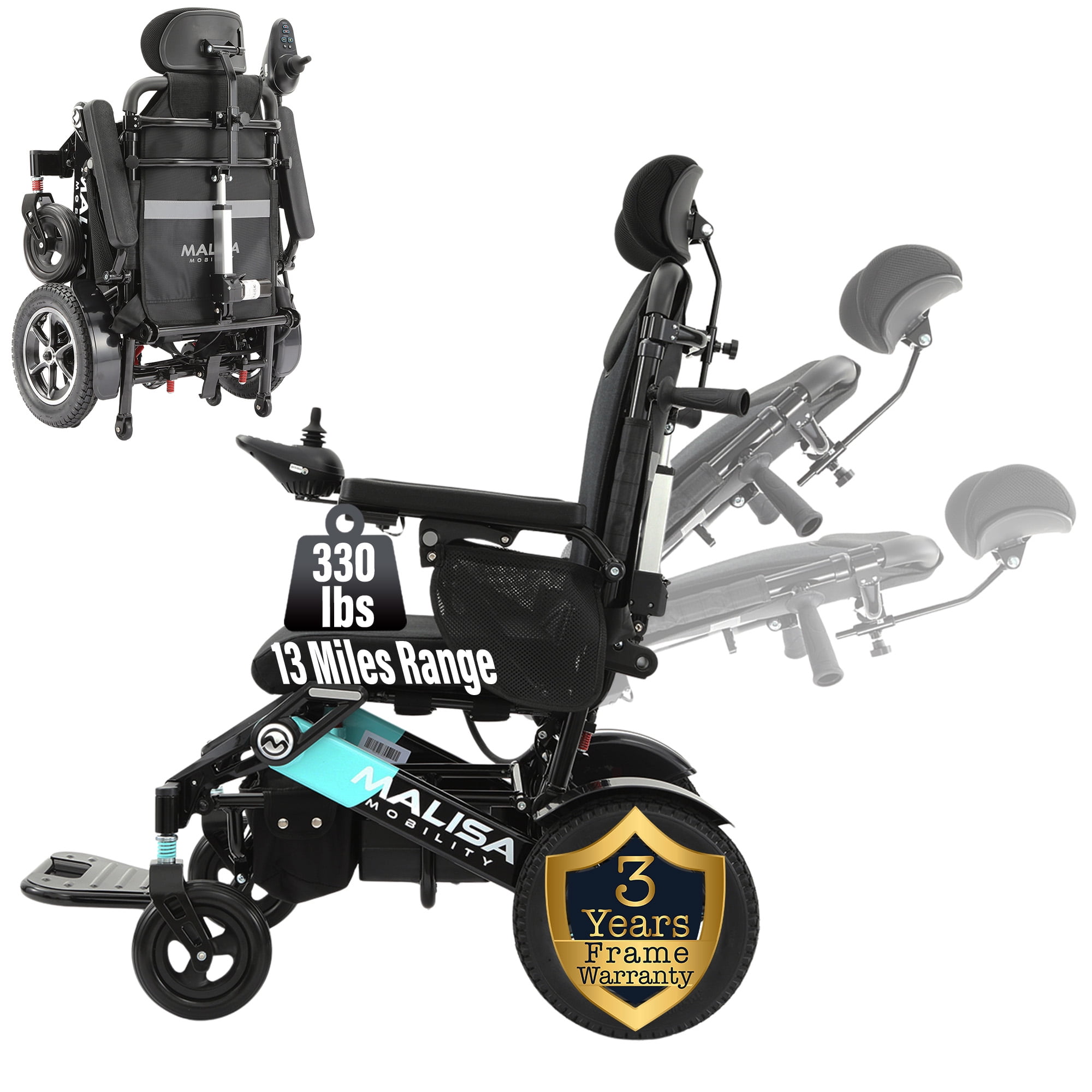 Electric Wheelchair, Foldable Lightweight All Terrain Power Wheelchairs for Adults, Auto ...