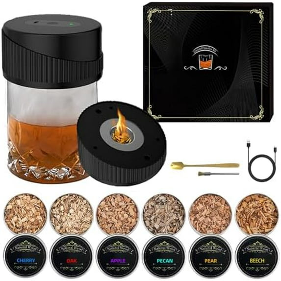 Electric Whiskey Smoker Kit, Rechargeable Flameless Cocktail Smoker ...