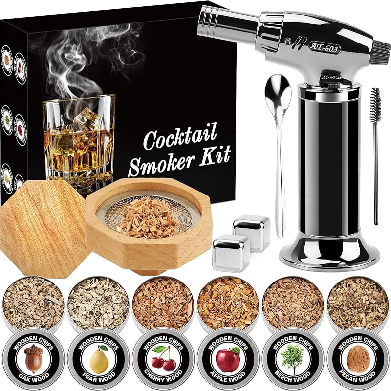 Electric Whiskey Smoker Kit with 6 Wood Chips, Electric Cocktail Smoker ...