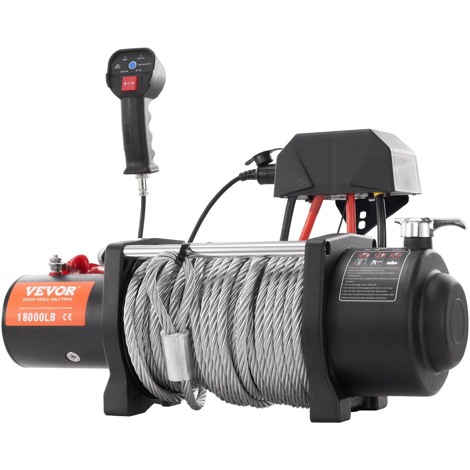 Electric Winch, 12V 18,000 lb Load Capacity Steel Rope Winch, IP67 7/16' x 85ft ATV Winch with ...