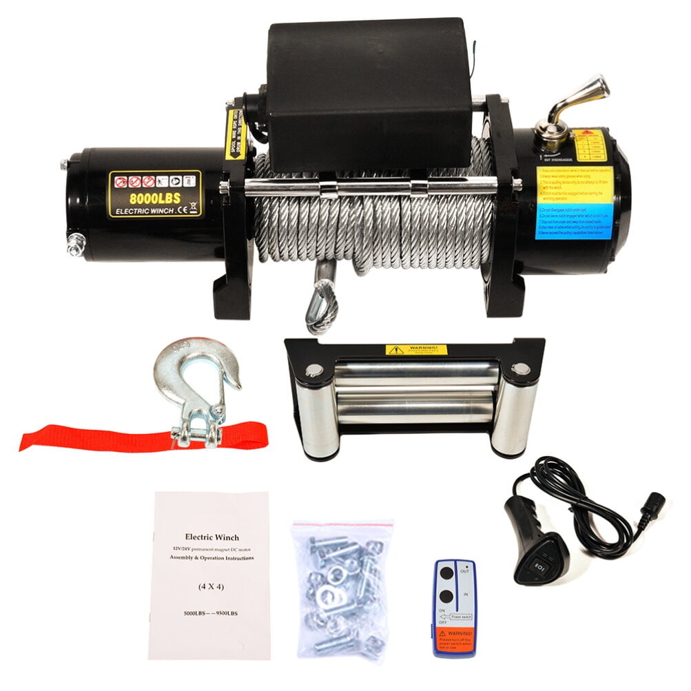 Electric Winch 12V 24V 8000 lbs Winches for Towing Boat Off Road with Wireless Remote Control ...