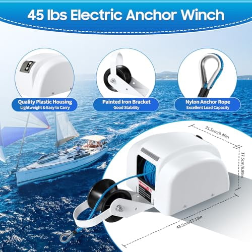 Electric Winch 12V Marine Winch with Remote Control Marine Saltwater ...