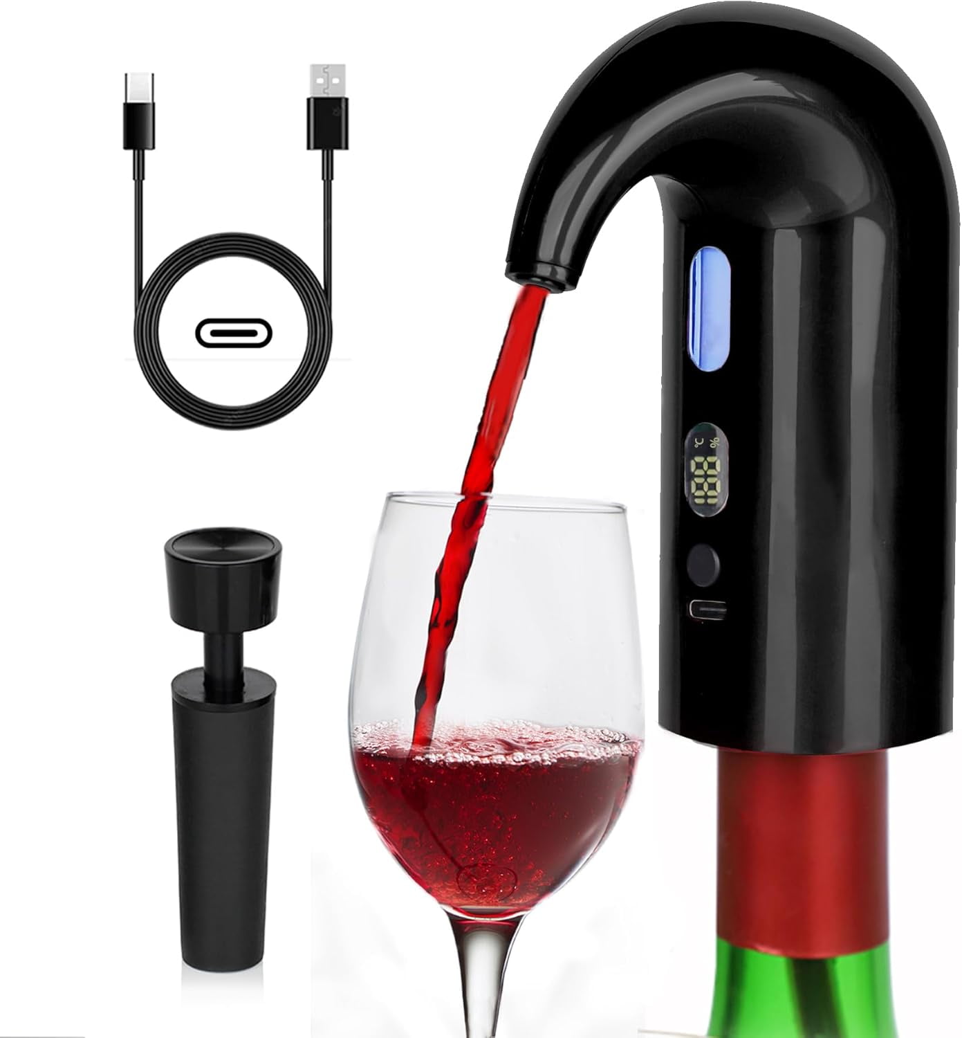 Electric Wine Aerator Dispenser Electric Smart Decanter with USB ...