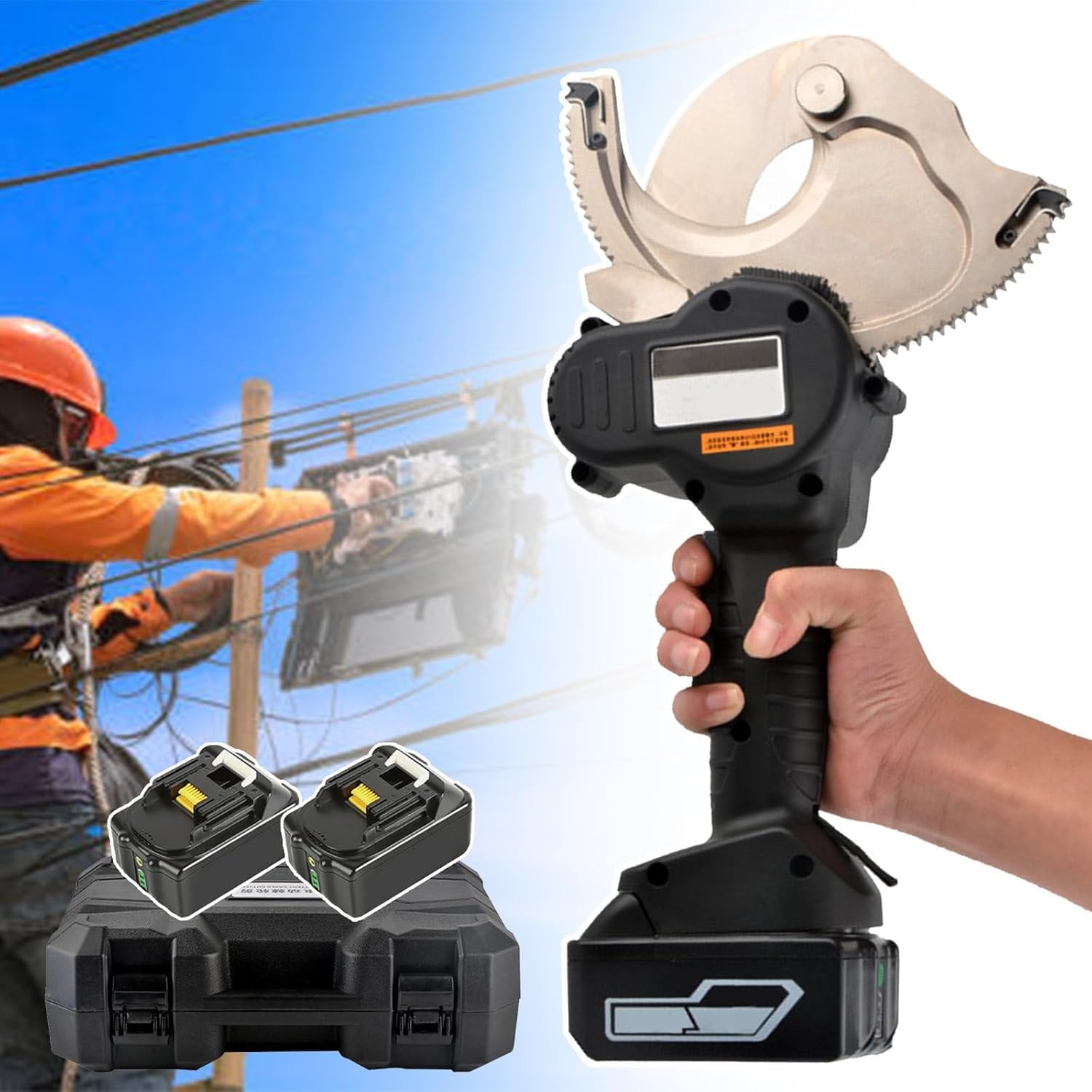 Electric Wire Cutter for Aluminum & Copper Cable,Cordless Ratchet ...