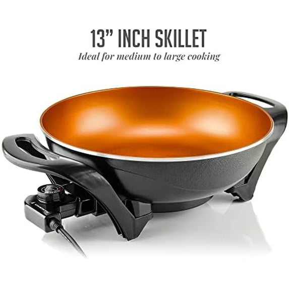 Electric Wok with Nonstick Coating, 13 Inch Family-Sized Skillet, 1400W ...